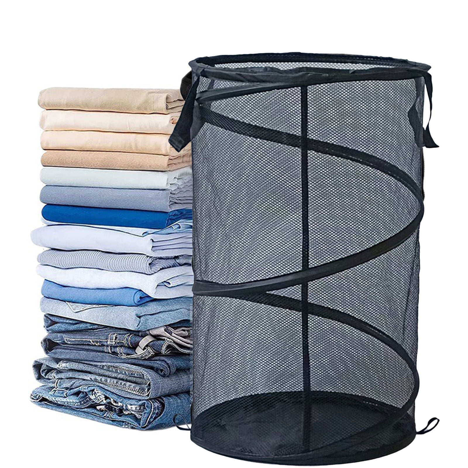 RXIRUCGD Laundry Baskets, Convenient Laundry With Foldable Mesh Basket ...