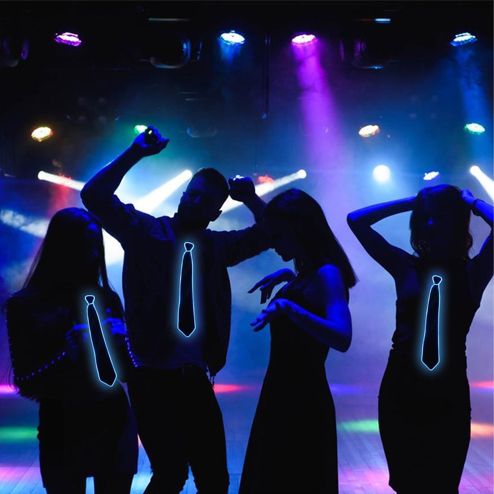 RXIRUCGD Light Up Necktie Neon Led Ties For Halloween Christmas ...