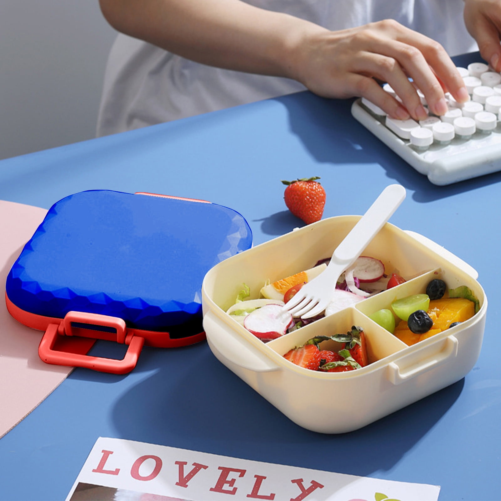 RXIRUCGD Lunch Box, Portable Lunch Box With Compartments Microwaveable ...