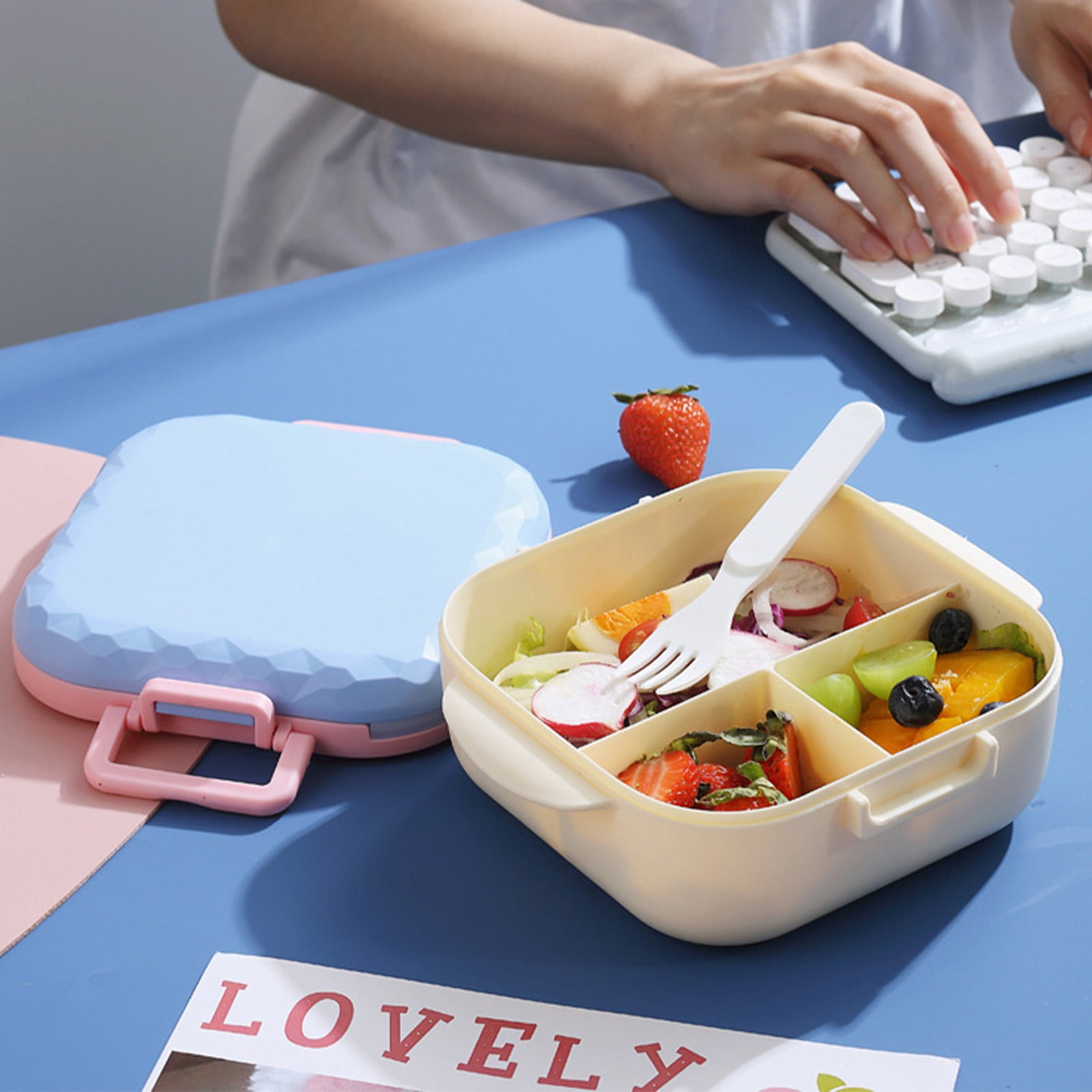 RXIRUCGD Lunch Box, Portable Lunch Box With Compartments Microwaveable ...