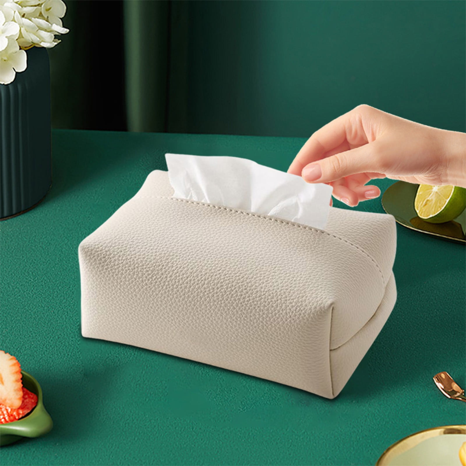 RXIRUCGD Luxury Artificial Leather Tissue Box Cover - Enclosed ...