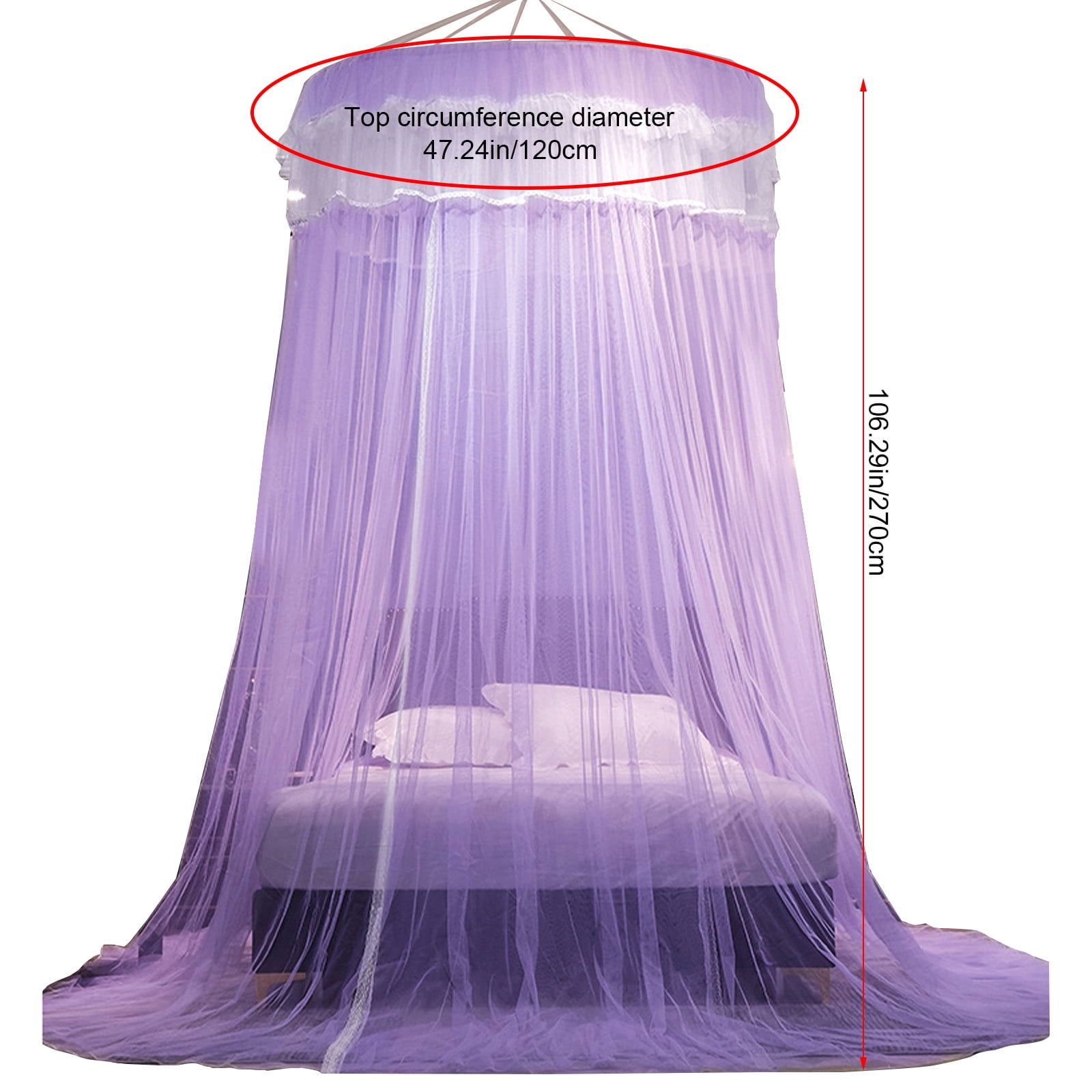 RXIRUCGD Mosquito Net, Bed Canopy For Girls Canopy Bed Curtains Round ...