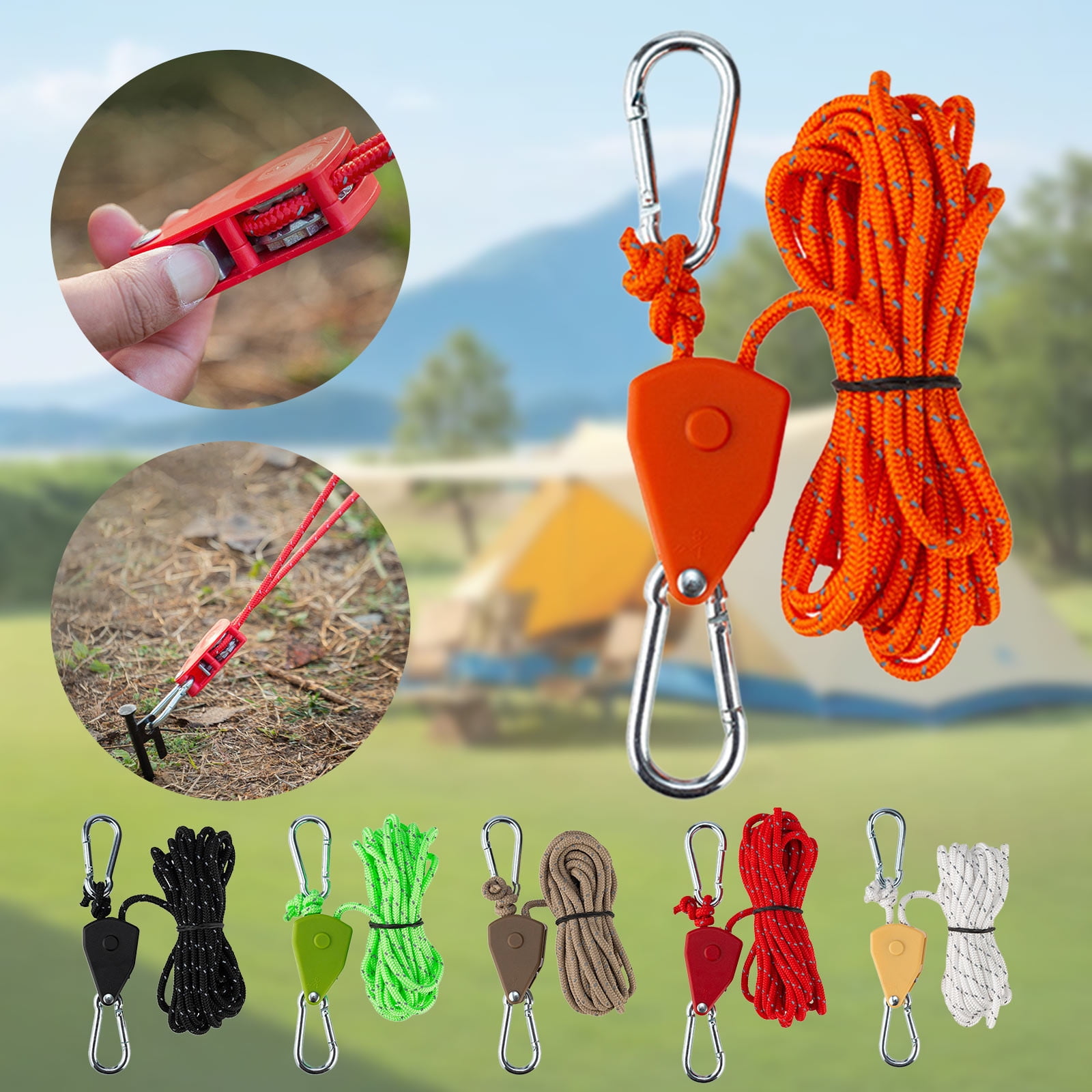 RXIRUCGD Outdoor Pulley Adjuster Tent Fixing Device Metal Lifting ...