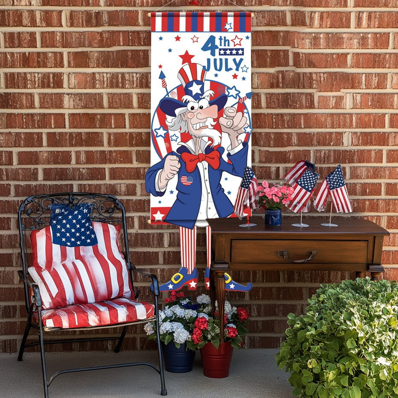 RXIRUCGD Patriotic Welcome Door Decor 4th of July Sign Red Blue White ...