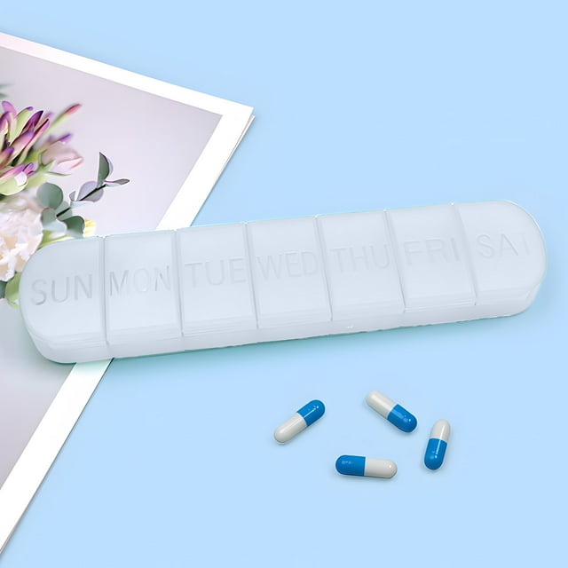 RXIRUCGD Pill Organizer Pill Box, Portable Weekly 7 Compartments Single ...