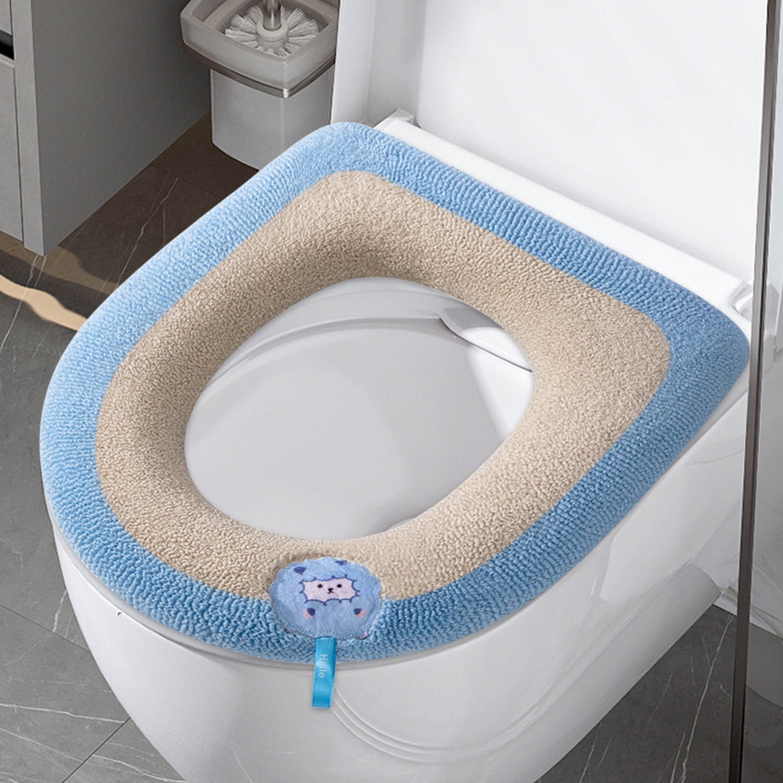 RXIRUCGD Plush Lamb Design Thickened Toilet Seat Cover with Handle for ...