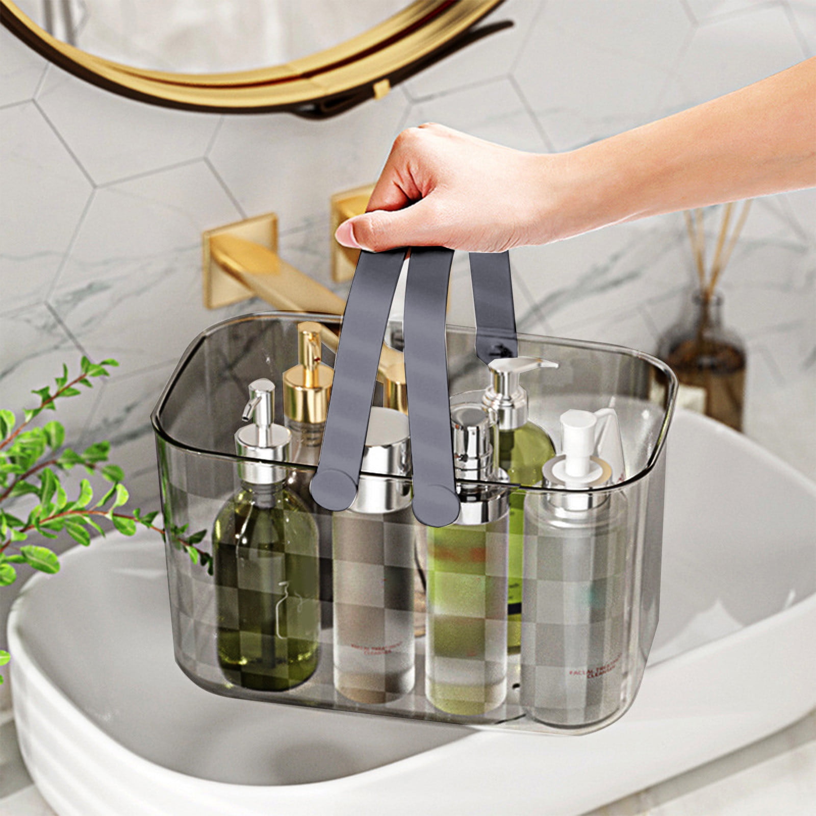 RXIRUCGD Portable Shower Caddy Basket Clear Plastic Cleaning Tote with ...