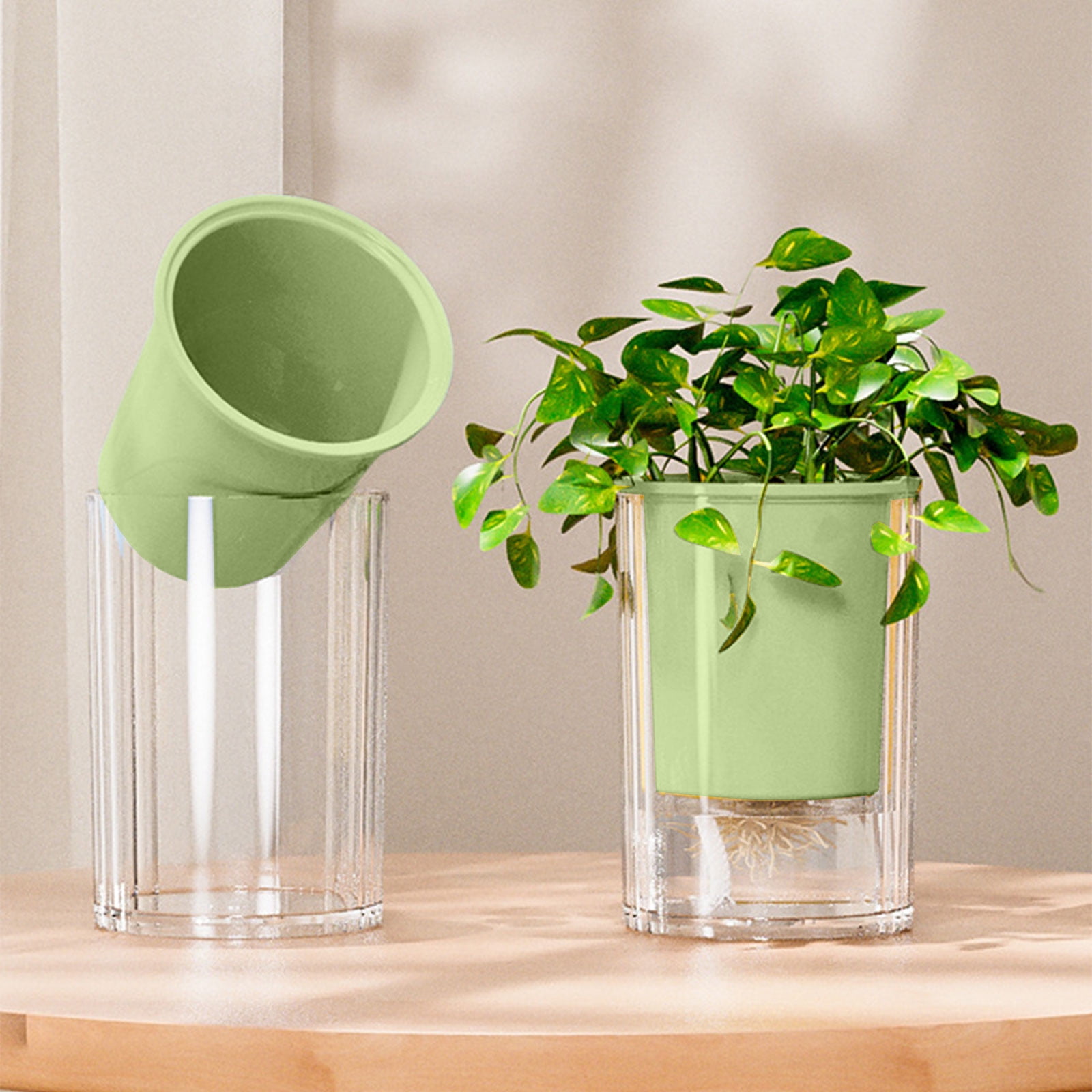 RXIRUCGD Self-Watering Plastic Planter with Automatic Suction System ...