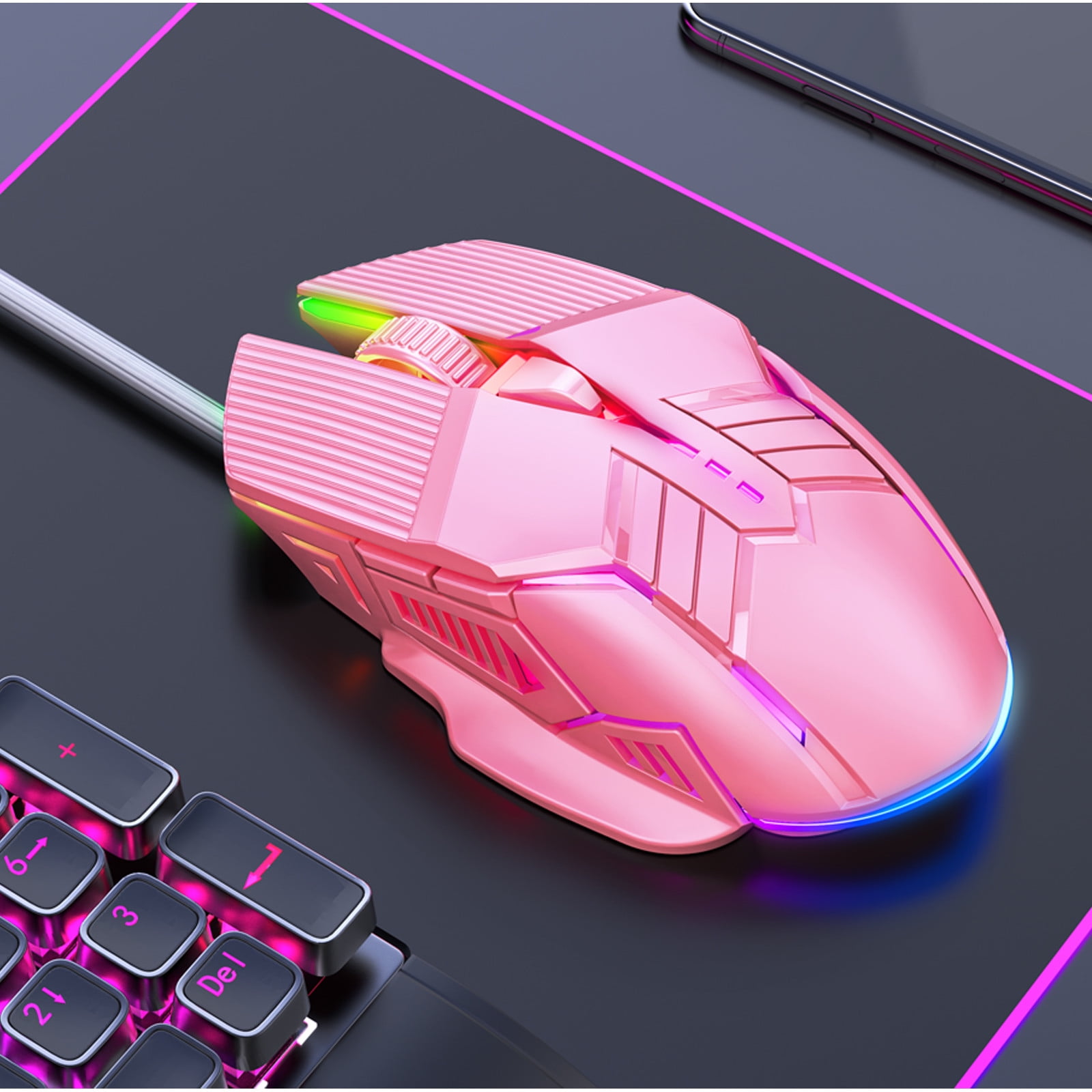 RXIRUCGD Silent Wired Gaming Mouse with RGB Illumination and 6 ...