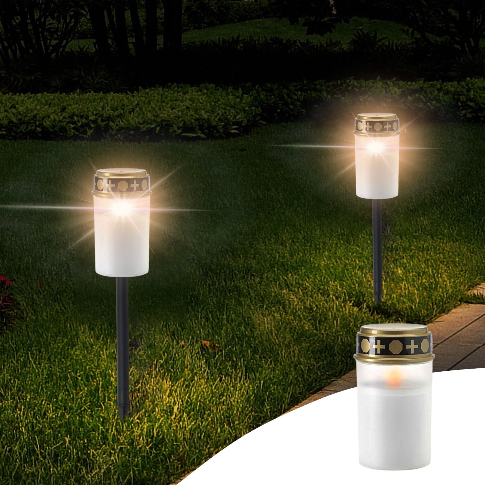 RXIRUCGD Solar Grave Lights for Cemetery Flameless Solar Powered Light ...