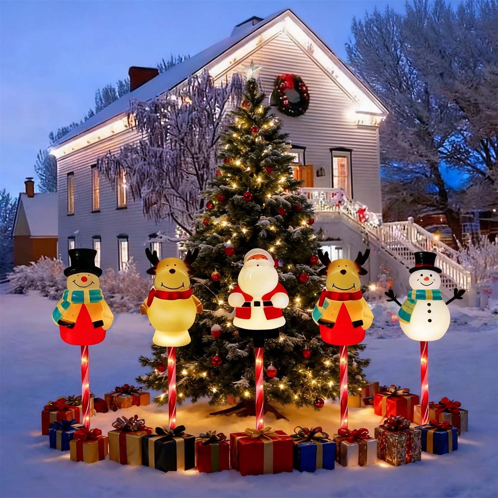 RXIRUCGD Solar Powered Christmas Light Set with 6 Moving Figures ...
