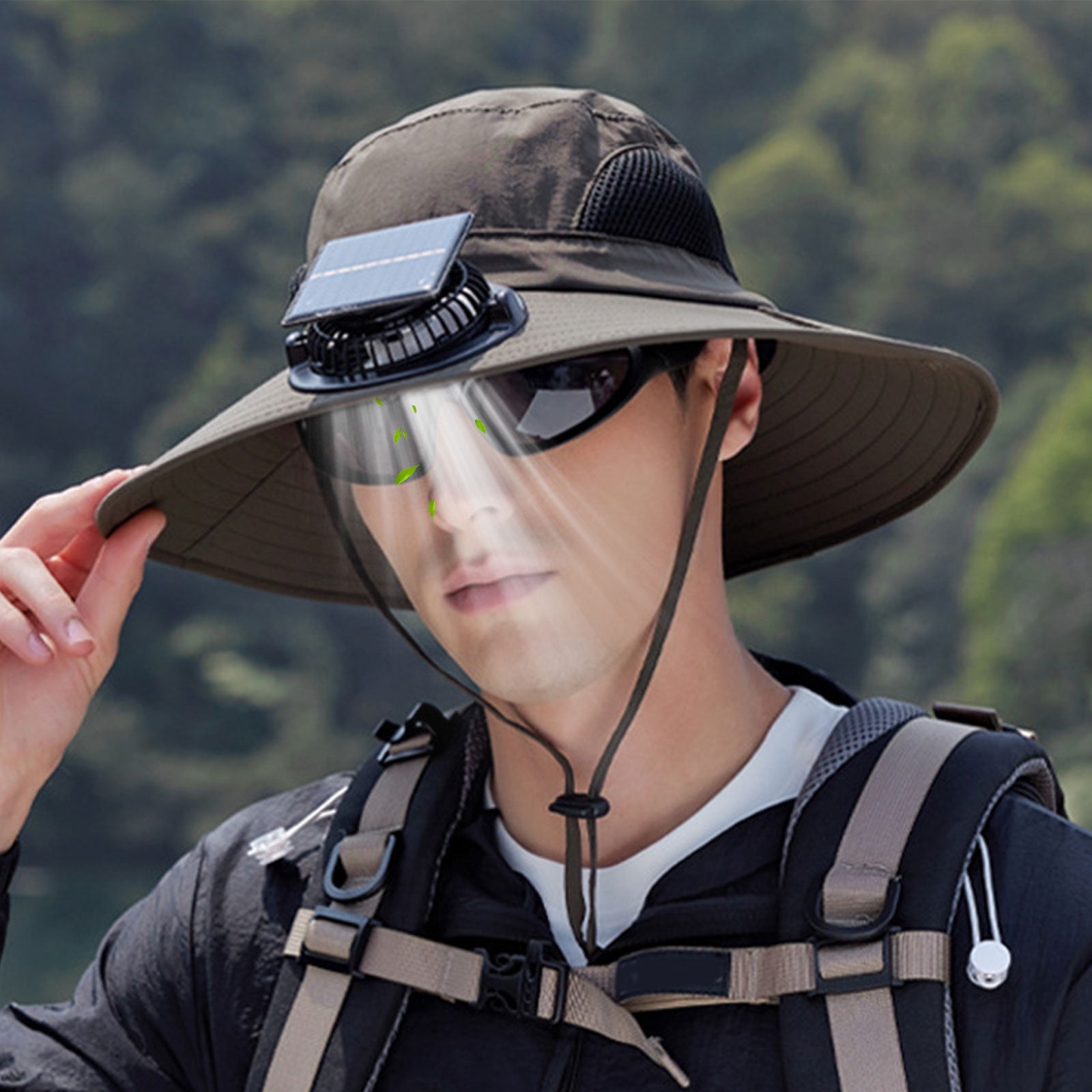 RXIRUCGD Solar-Powered Cooling Fan Hat with Wide Brim Sun Protection ...