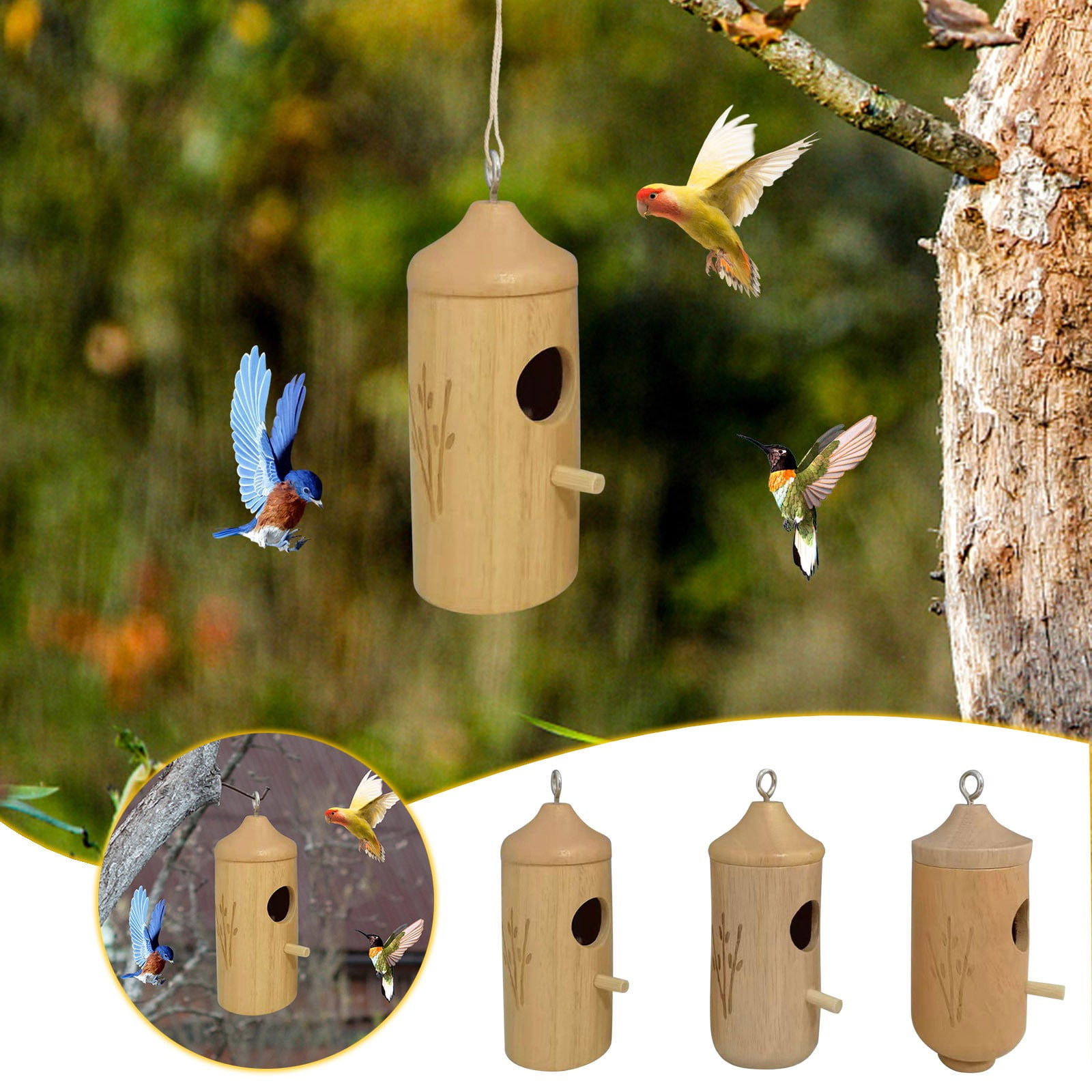RXIRUCGD Stable Base Bird Sanctuary with Swing Perch - Sturdy Wooden ...