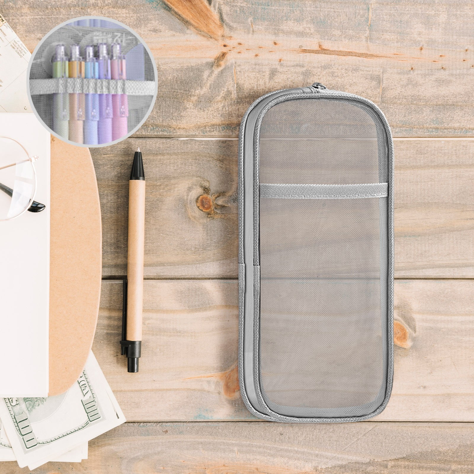RXIRUCGD Transparent Pencil Case Double-layer Mesh Pencil Pouch Large ...