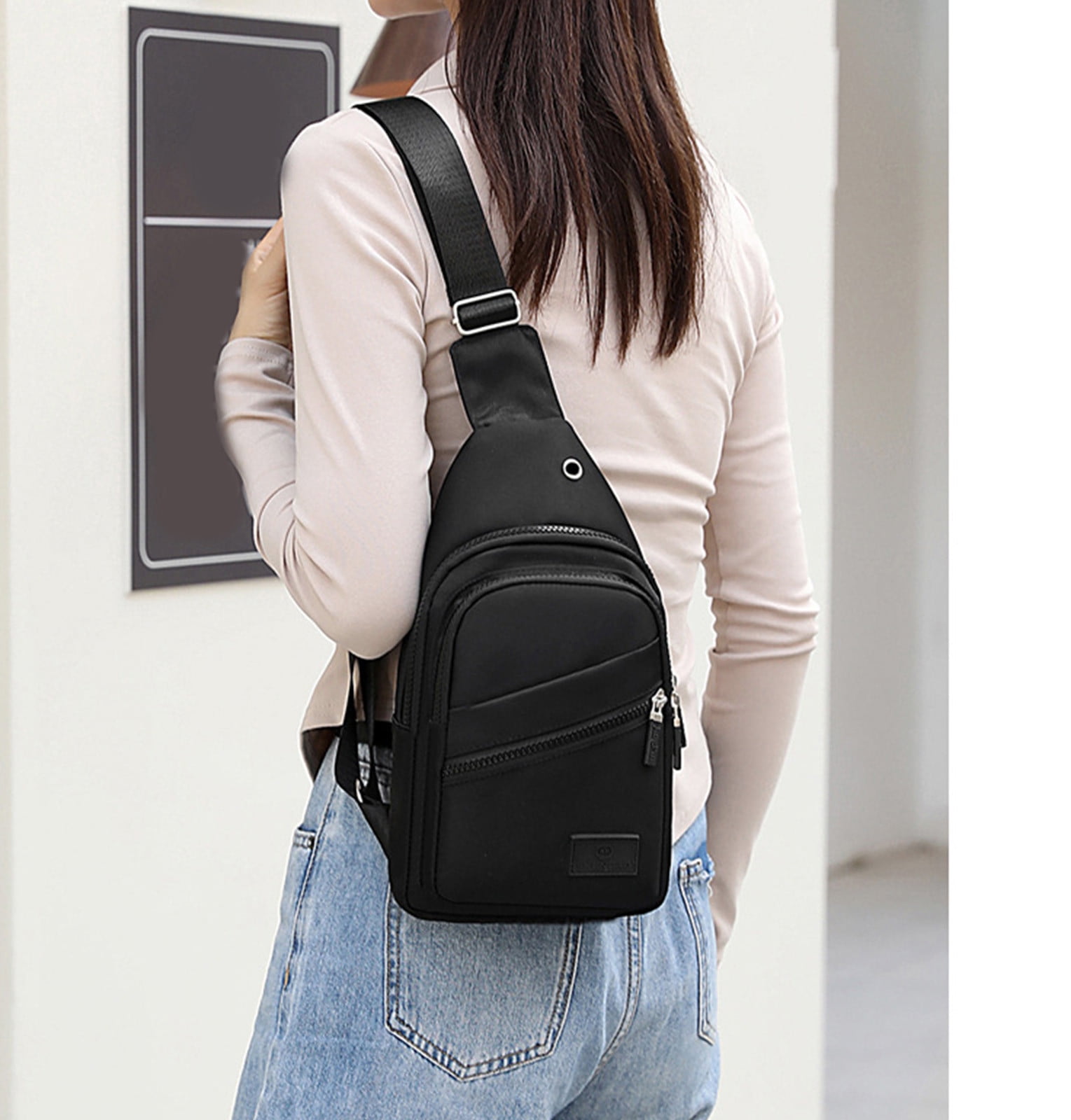 RXIRUCGD Travel Chest Bag with Anti-Theft Back Pocket and USB Charging ...
