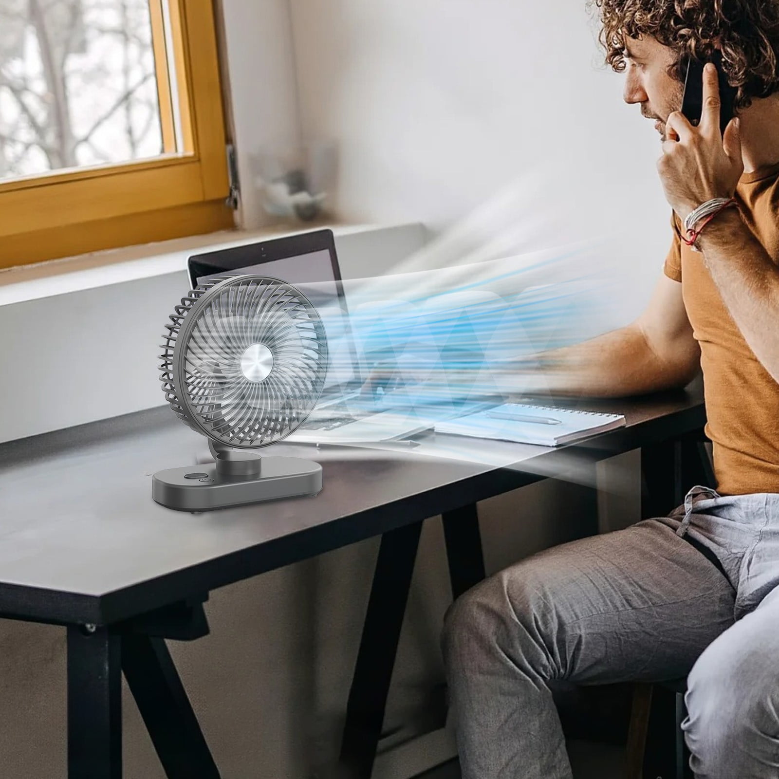 RXIRUCGD USB Powered Desktop Fan with Digital Display and Adjustable ...