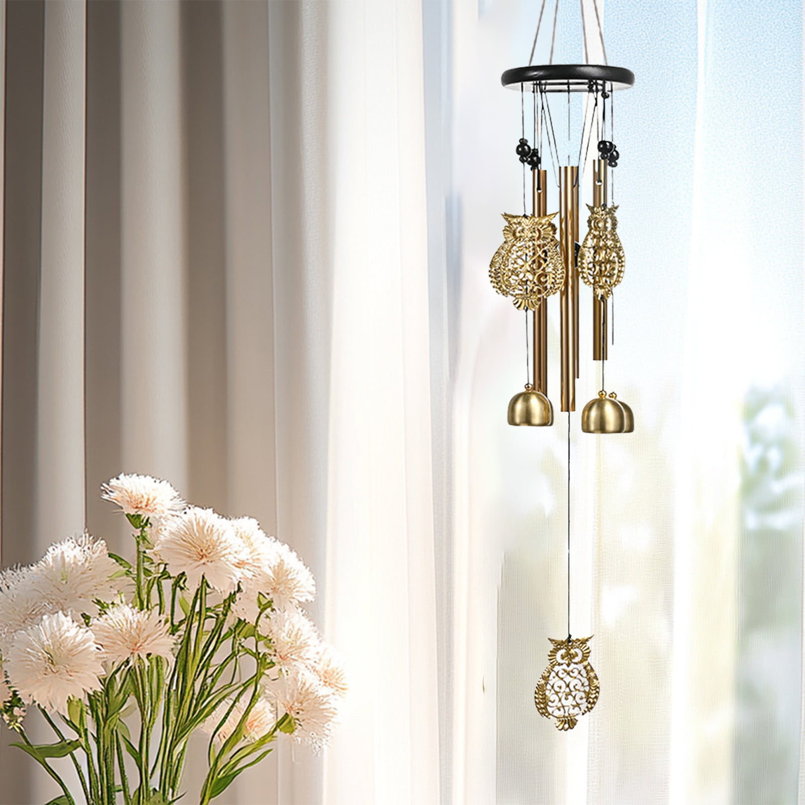 RXIRUCGD Vintage Golden Metal Wind Chime with Bird and Butterfly ...