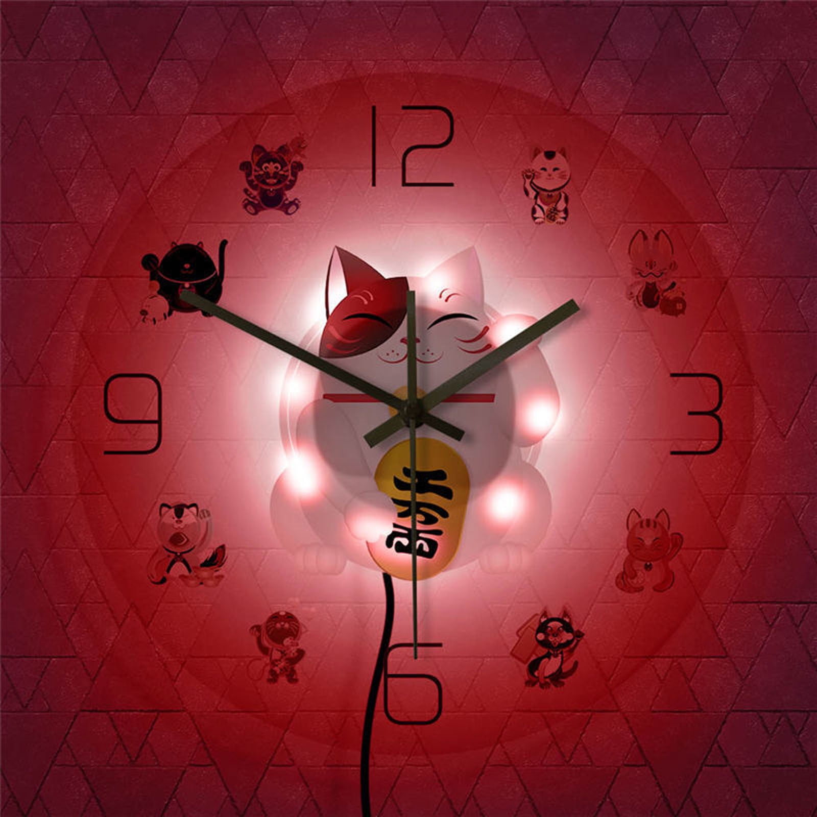 RXIRUCGD Wall Clock, LED Lights Transparent Wall Clock Black Wind Rose ...