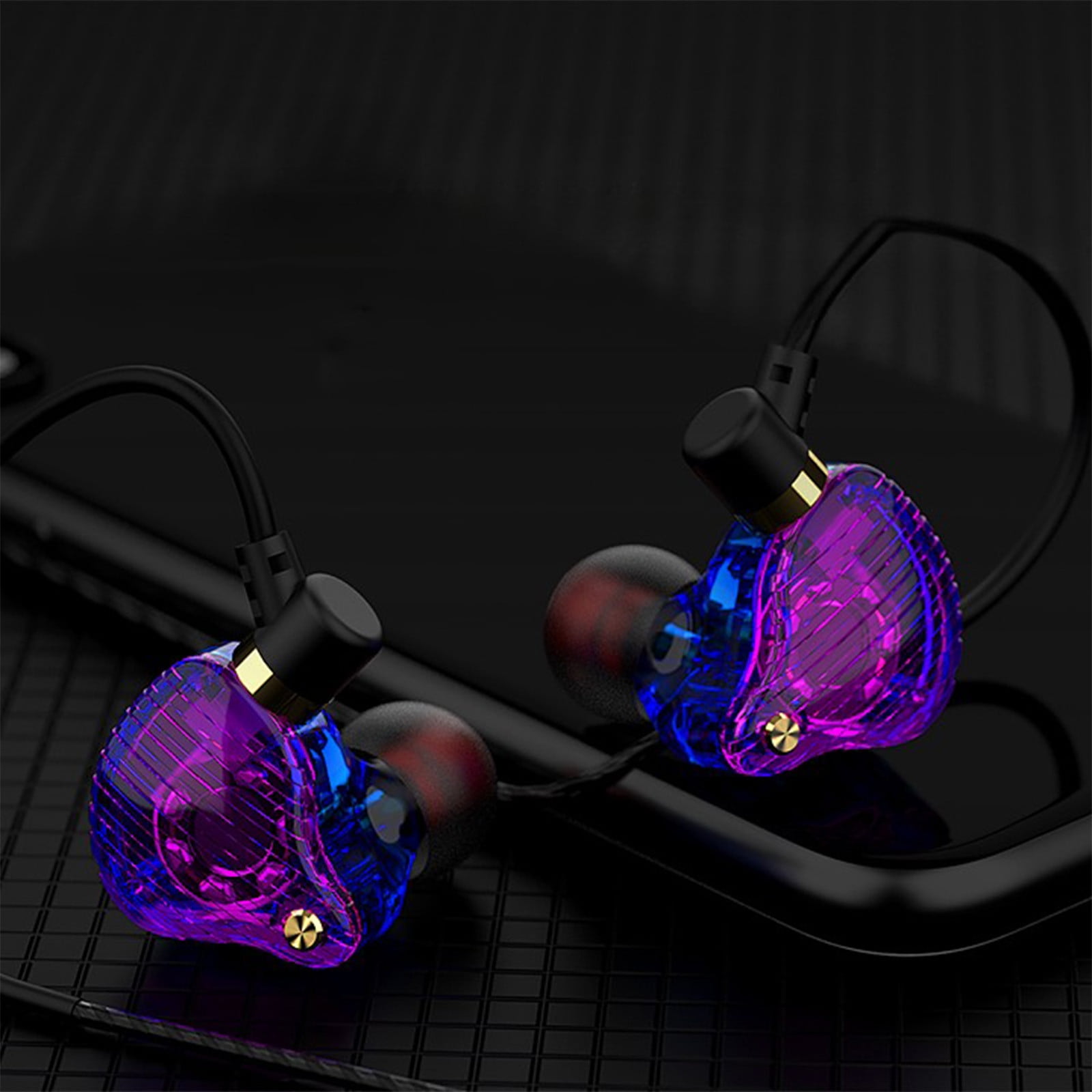 RXIRUCGD Wired Earbuds, Transparent Outer Surface Without Delay LED In ...