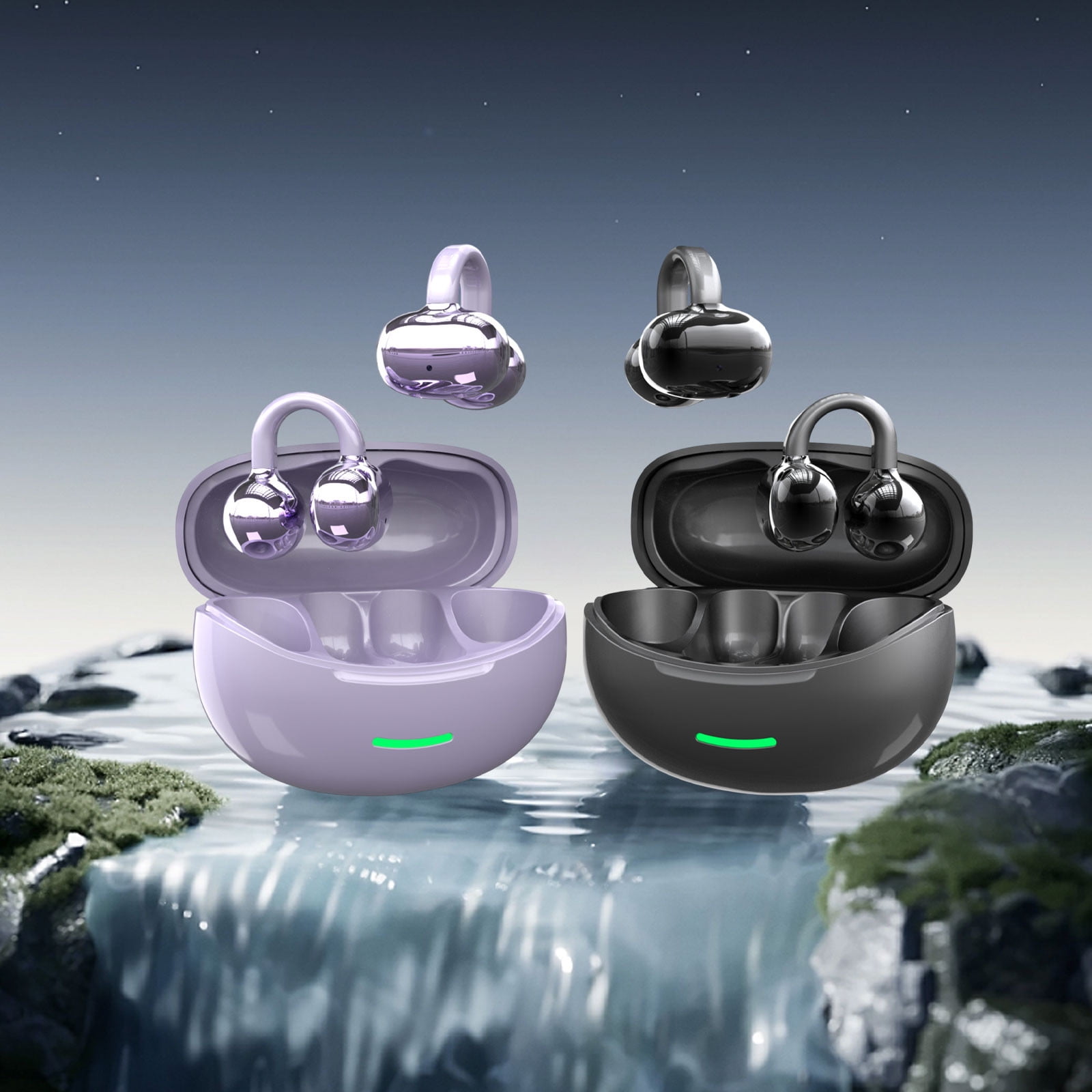 RXIRUCGD Wireless Clip-On Earphones with Enhanced Battery Performance ...