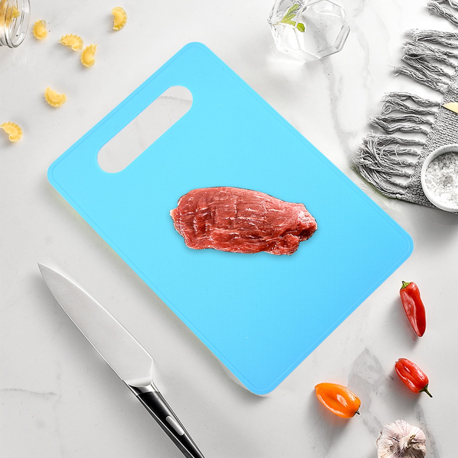RXIRUCGD Double-Sided Plastic Cutting Board with Built-in Knife ...