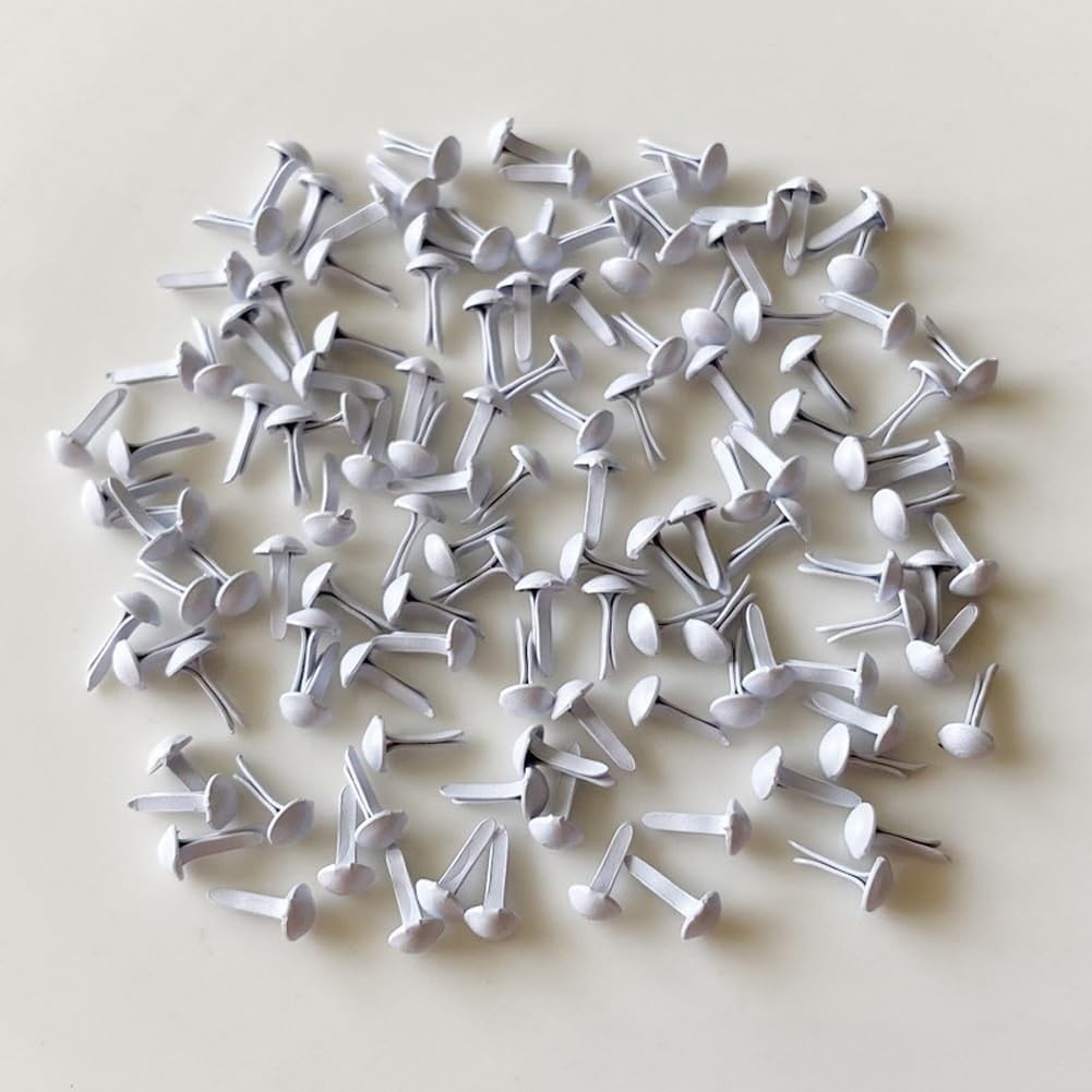 RXMEKW 100 PCS White Mini Brads White Mini Brads Fasteners For Paper ...