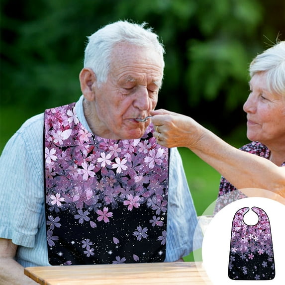 RXMEKW Adult Tethered Bib, Elderly Polyester Waterproof Meal Apron with ...