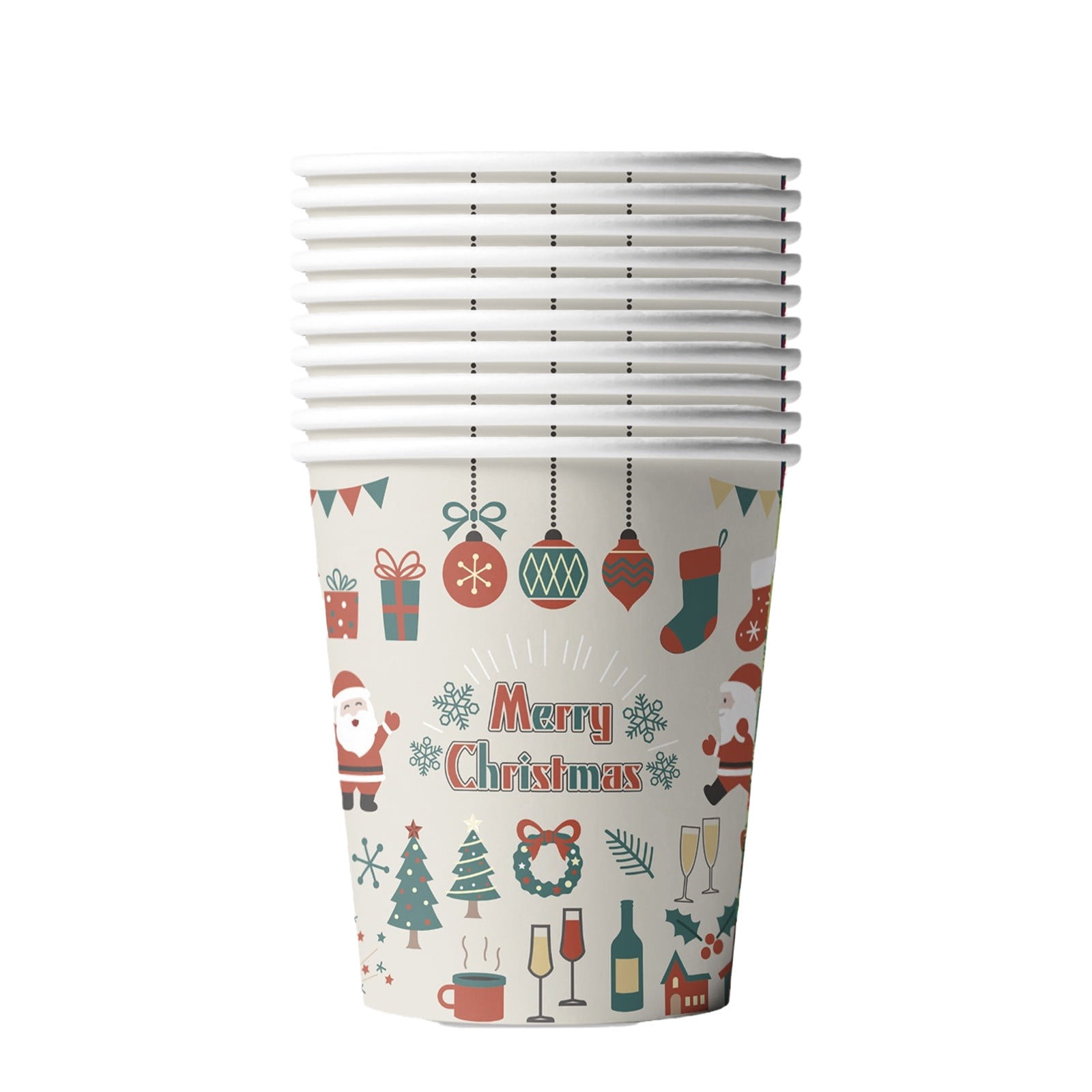 RXMEKW Christmas Cups Disposable 10 Pcs Christmas Themed Party ...