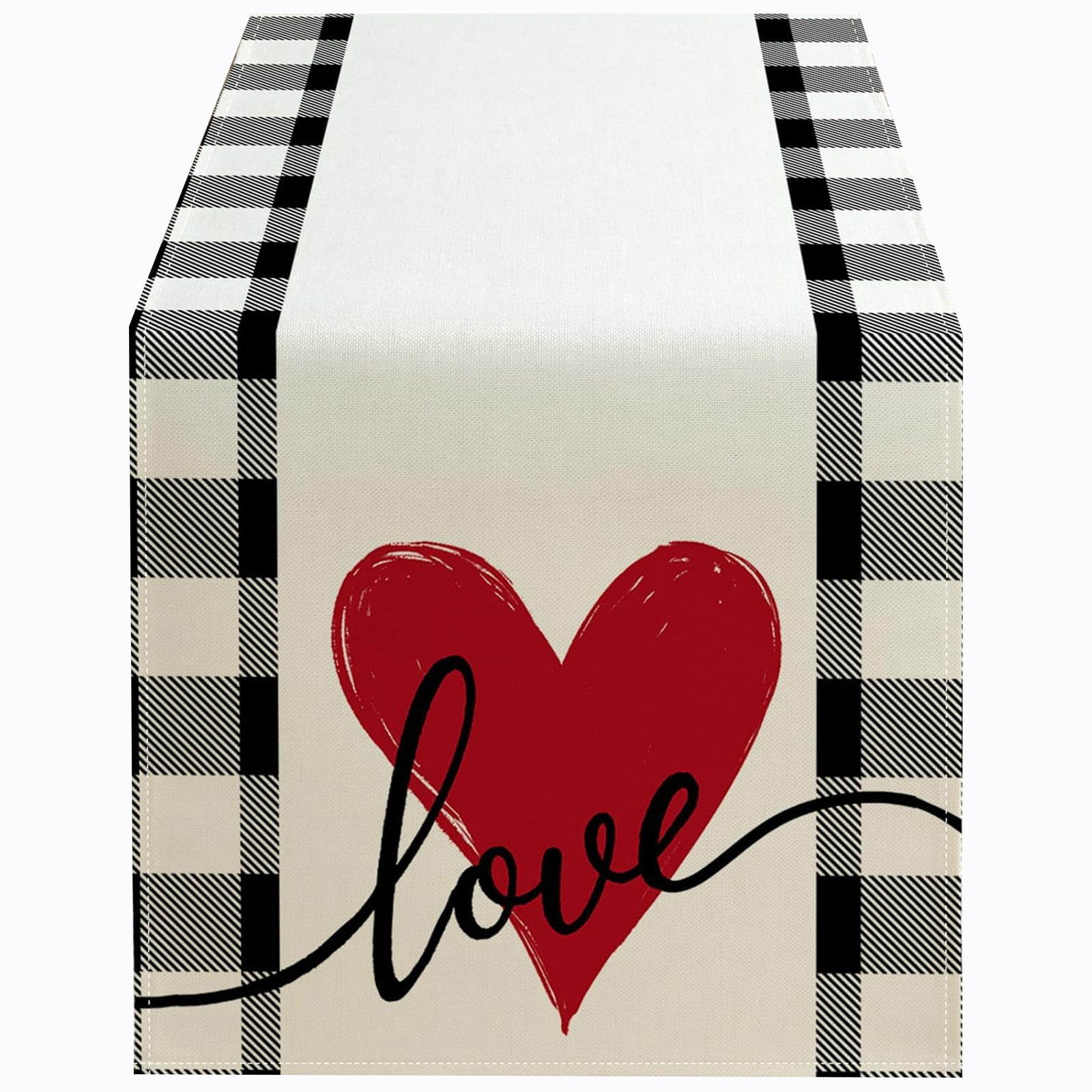 RXMEKW Coffee Tables for Living Room,Hearts Table Runner Linen Fabric ...