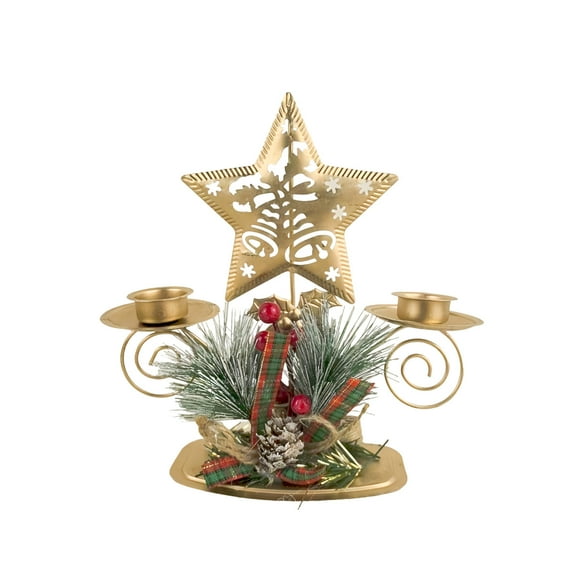 RXMEKW Outdoor Christmas Decorations,Golden Iron Double Candlestick Set ...