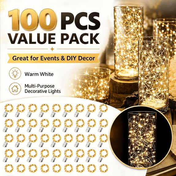 RXTIUX 100-pack Warm White Bottle-shaped Fairy Lights, Battery ...