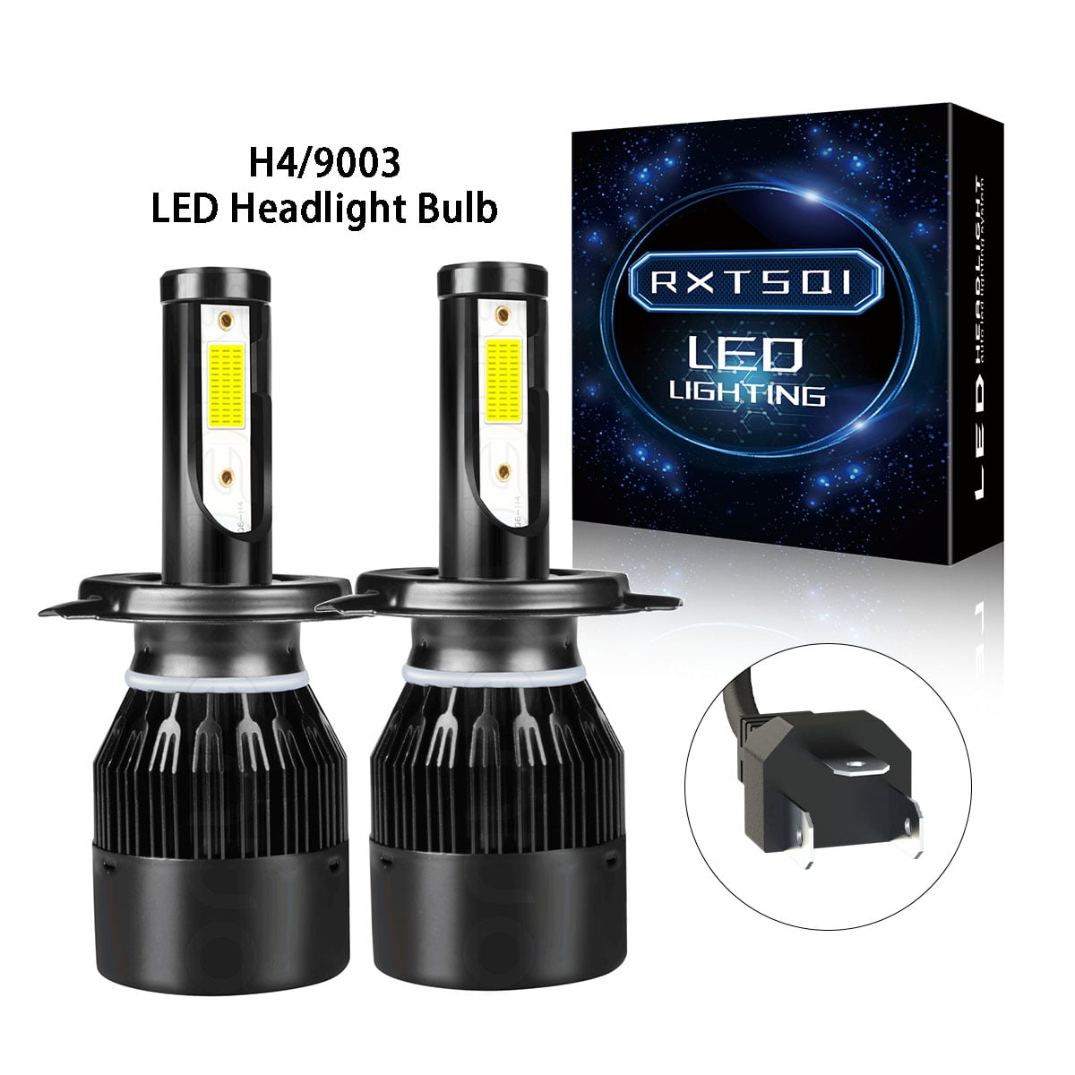 RXTSQI 2pc H4/9003 LED Headlight Bulb High/Low Dual Beam 6000K C9 for ...