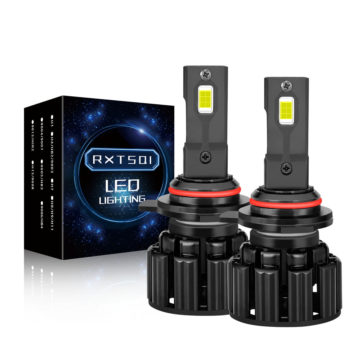 RXTSQI 9012 HIR2 LED Headlight Bulbs - 18,000LM, 6500K Cool White, Easy ...