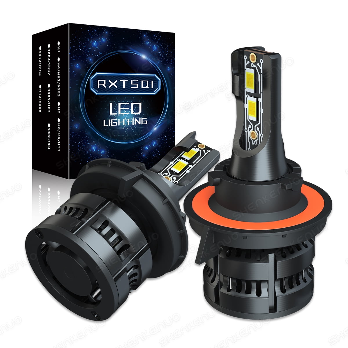 RXTSQI H13 9008 LED Headlight Bulbs, 100W 20000LM, 300% Brightness ...