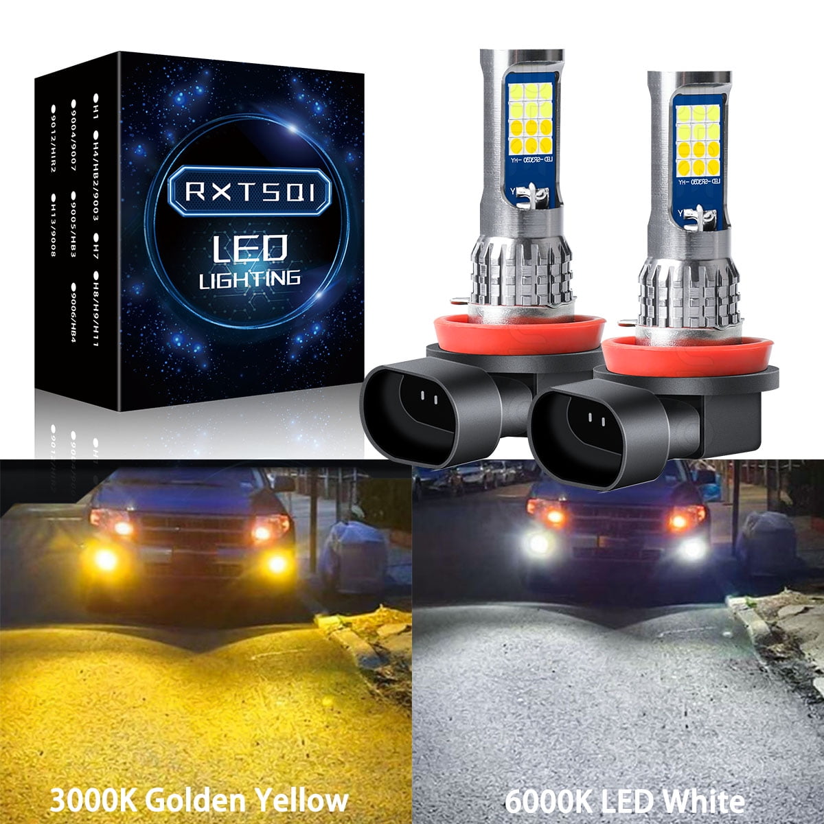 RXTSQI for Honda Ridgeline 2017-2020 Dual Color H11 LED Fog Light Bulb ...