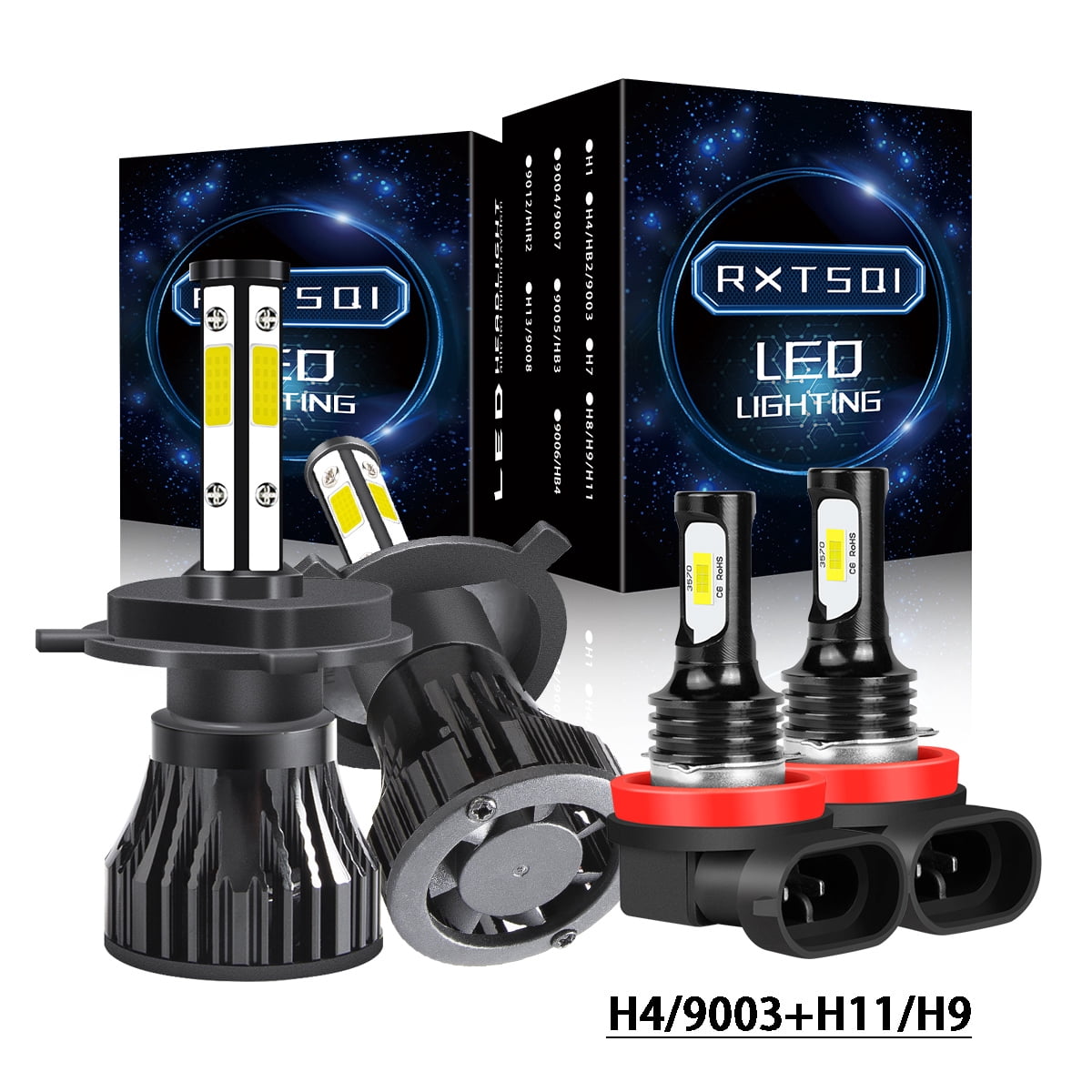 RXTSQI for Nissan Versa 2007-2012 - H4+H11 LED Headlight Bulbs Hi-Lo ...