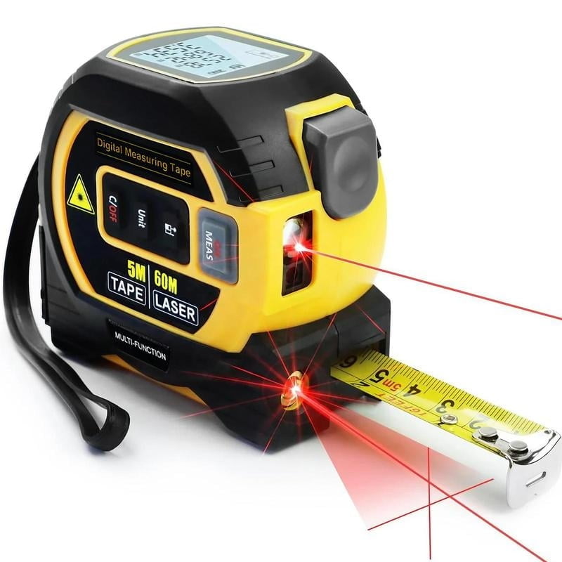 RXWEI 3-in-1 Digital Laser Tape Measure, 40m/60m Laser Distance Meter with LCD Display & Self ...