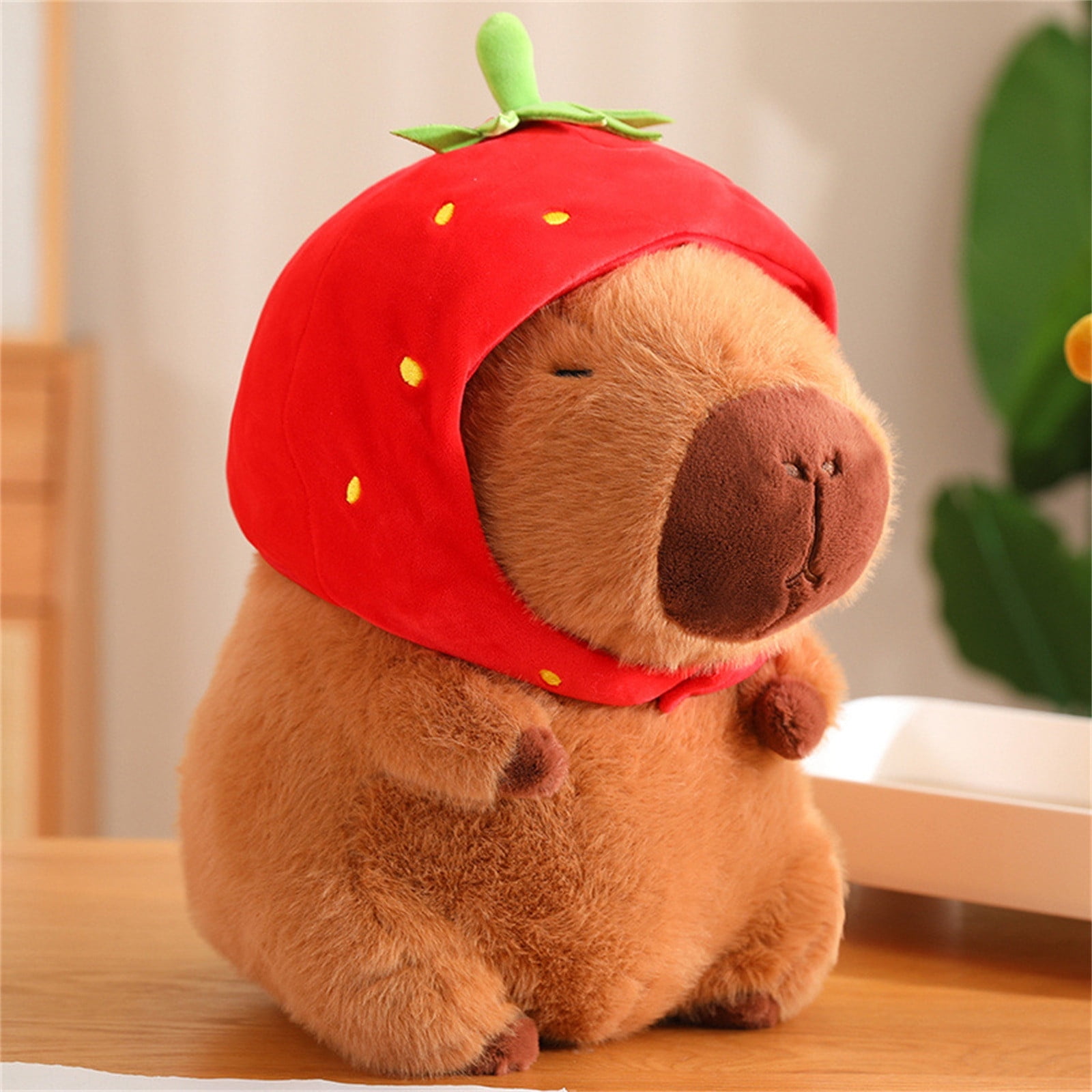 RXWEI Capybara Plush, 9" Capybara Stuffed Animals Wearing Strawberry ...