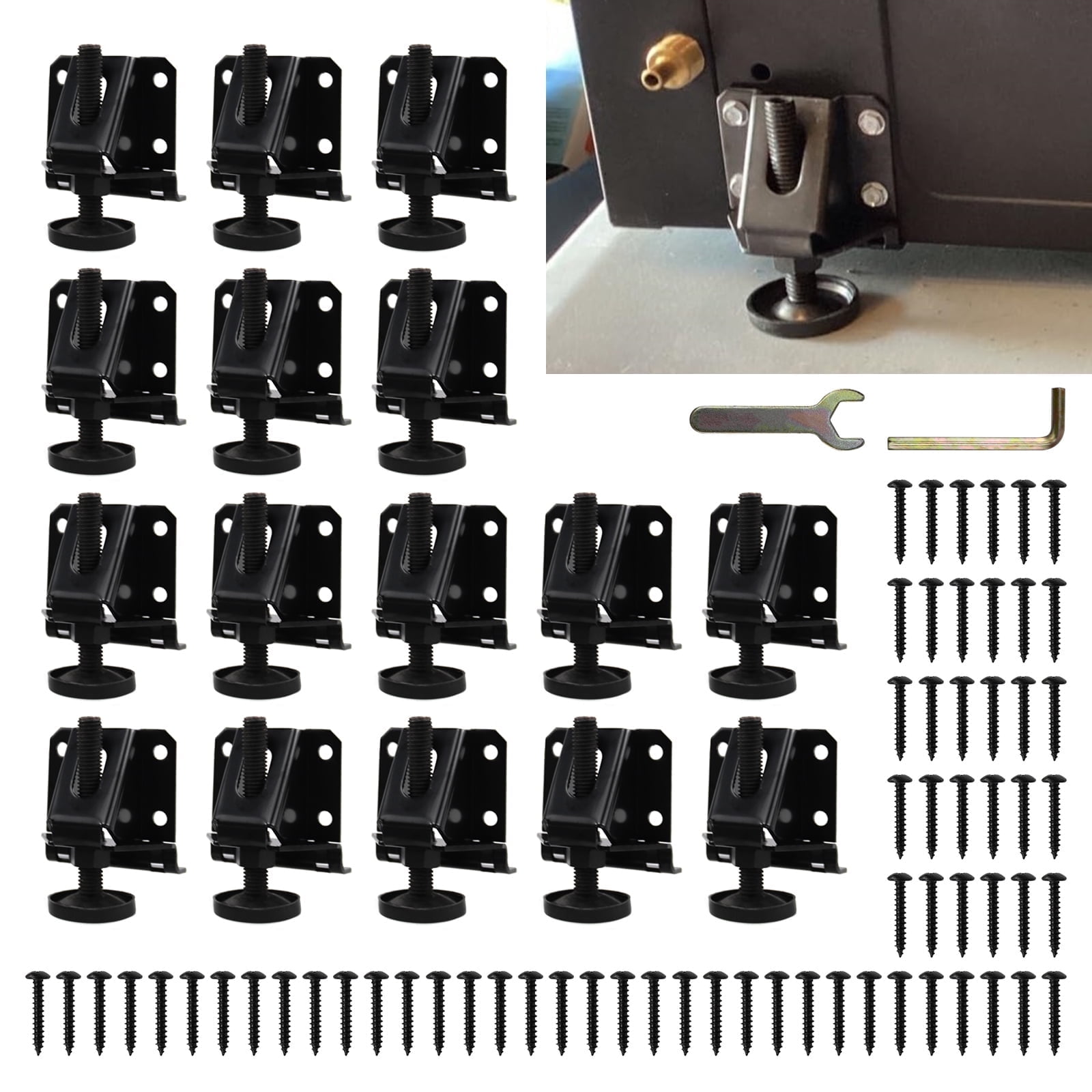 RYANSTAR RACING 16 Pcs Black Adjustable Leveling Feet Furniture Leveler ...