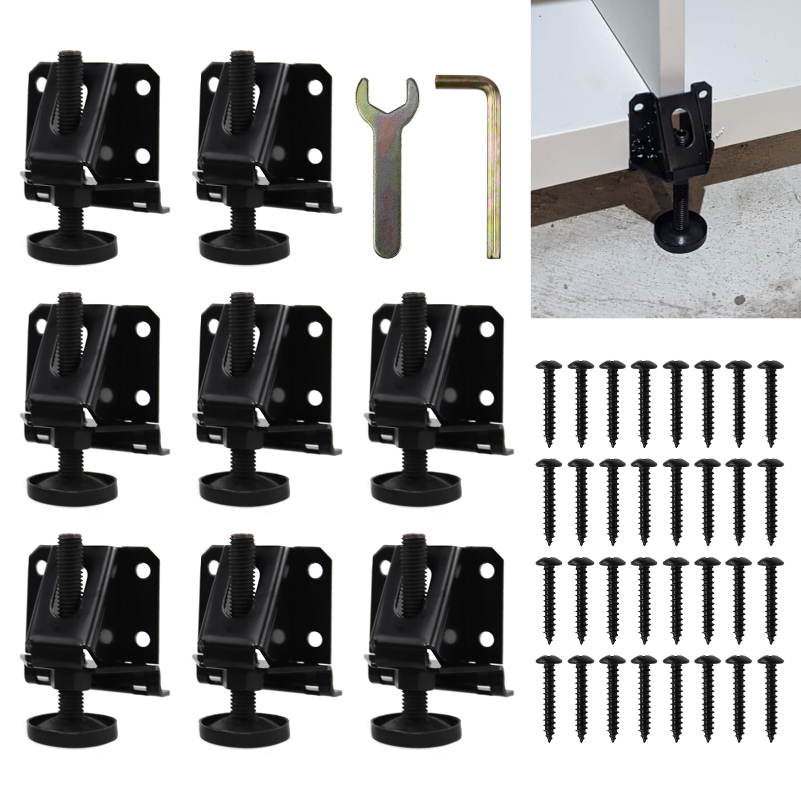 RYANSTAR RACING 8 Pcs Black Adjustable Leveling Feet Furniture Leveler ...
