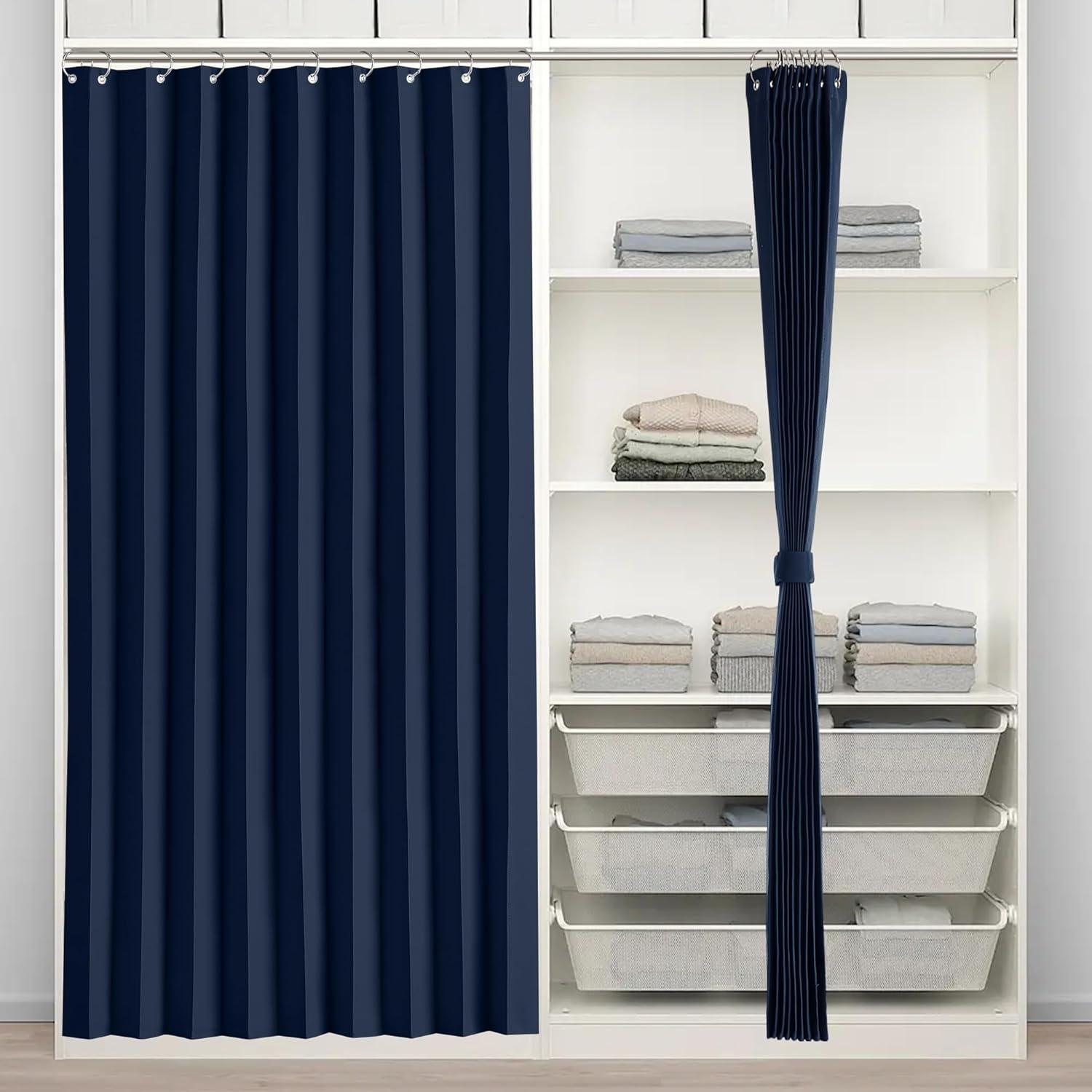 RYB HOME Pleated Closet Curtains for Open Closet Accordion Door, Noise ...