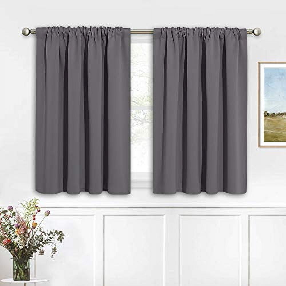 RYB HOME Gray Half Window Curtains, Privacy & Energy Saving, 42x36 ...