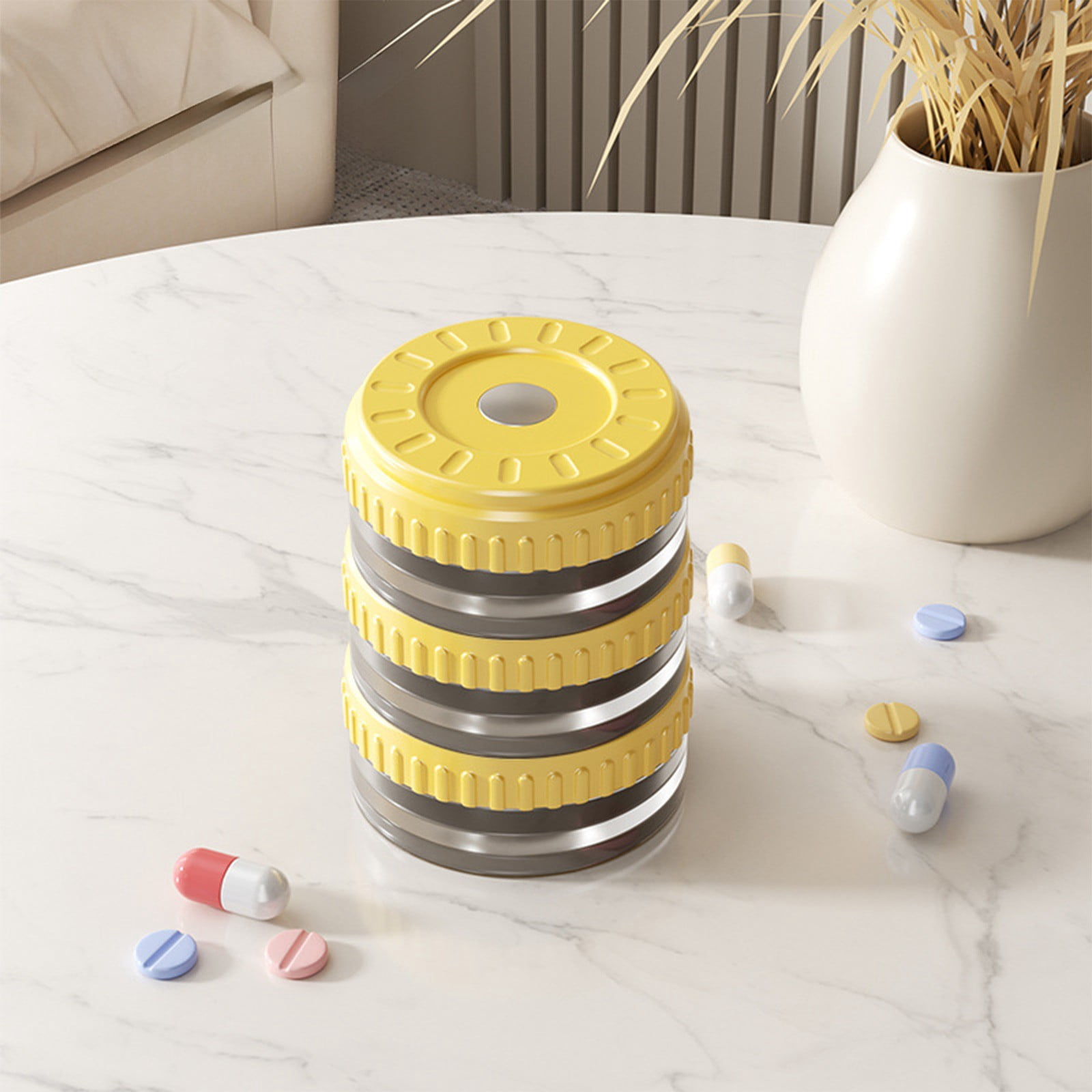 RYDCOT 3Pcs Stackable Pill Organizers, Round Magnetic Pill Boxes Tower ...