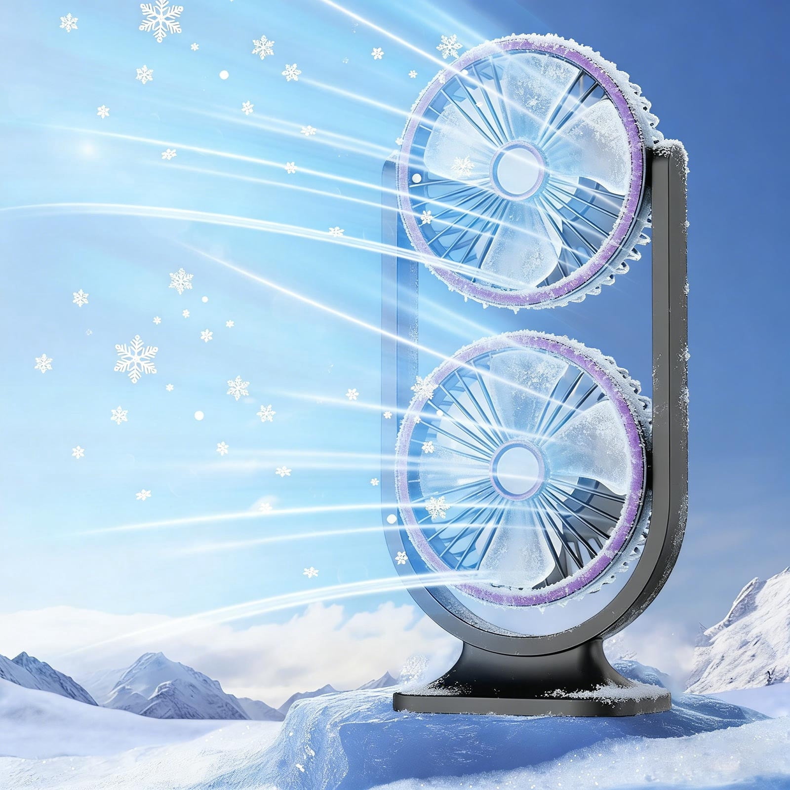 RYDCOT Double Head Desktop Portable Fan with Three Adjustable Wind ...