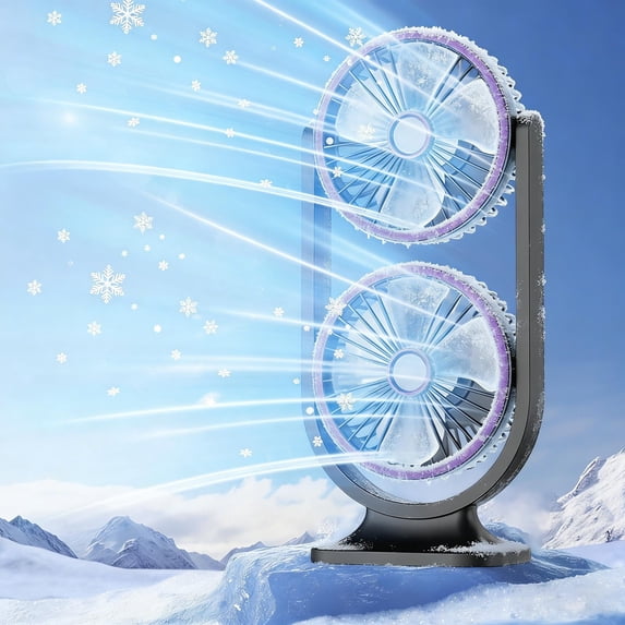 RYDCOT Double Head Desktop Portable Fan with Three Adjustable Wind ...