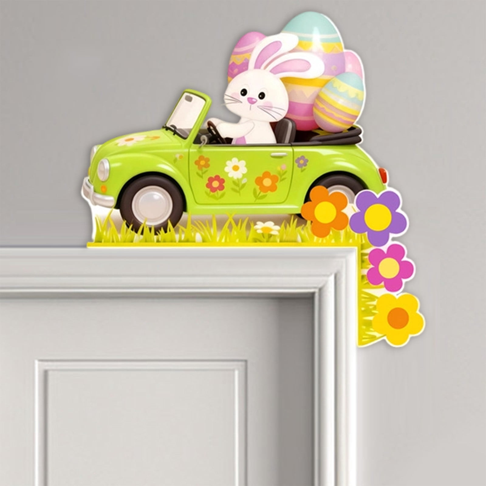 RYDCOT Easter Door Corner Decorations Wooden Door Frame Ornament, Bunny ...