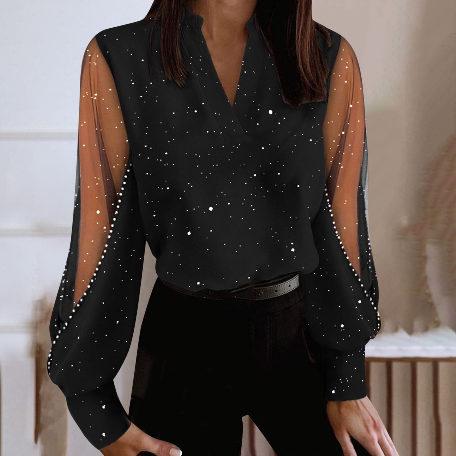 RYDCOT Elegant Tops for Women Dressy Long Sleeve V-Neck Ladies Tops and Blouses Business Casual ...