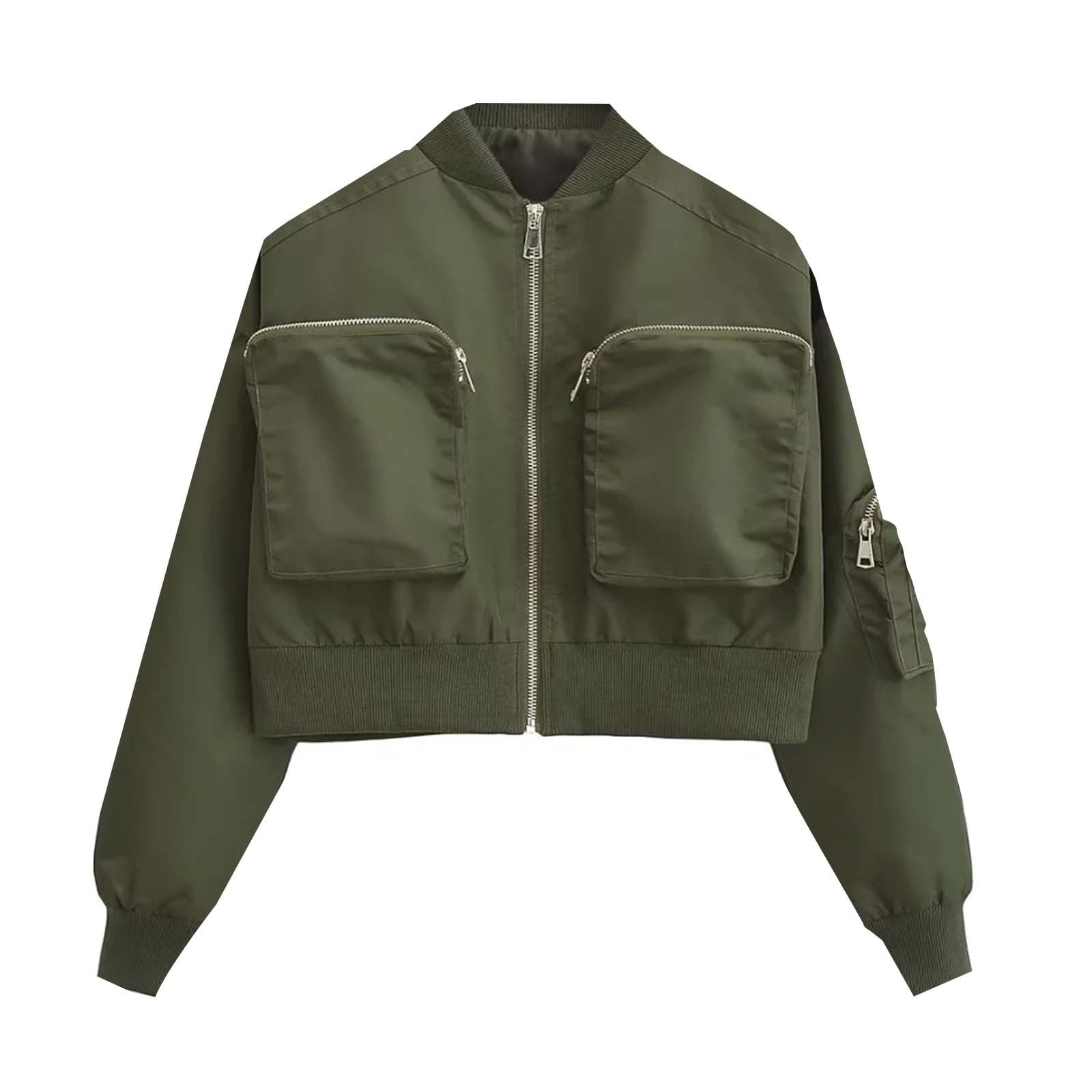 RYDCOT Fall Jackets for Women 2023 Long Sleeve Zip Up Solid Color ...