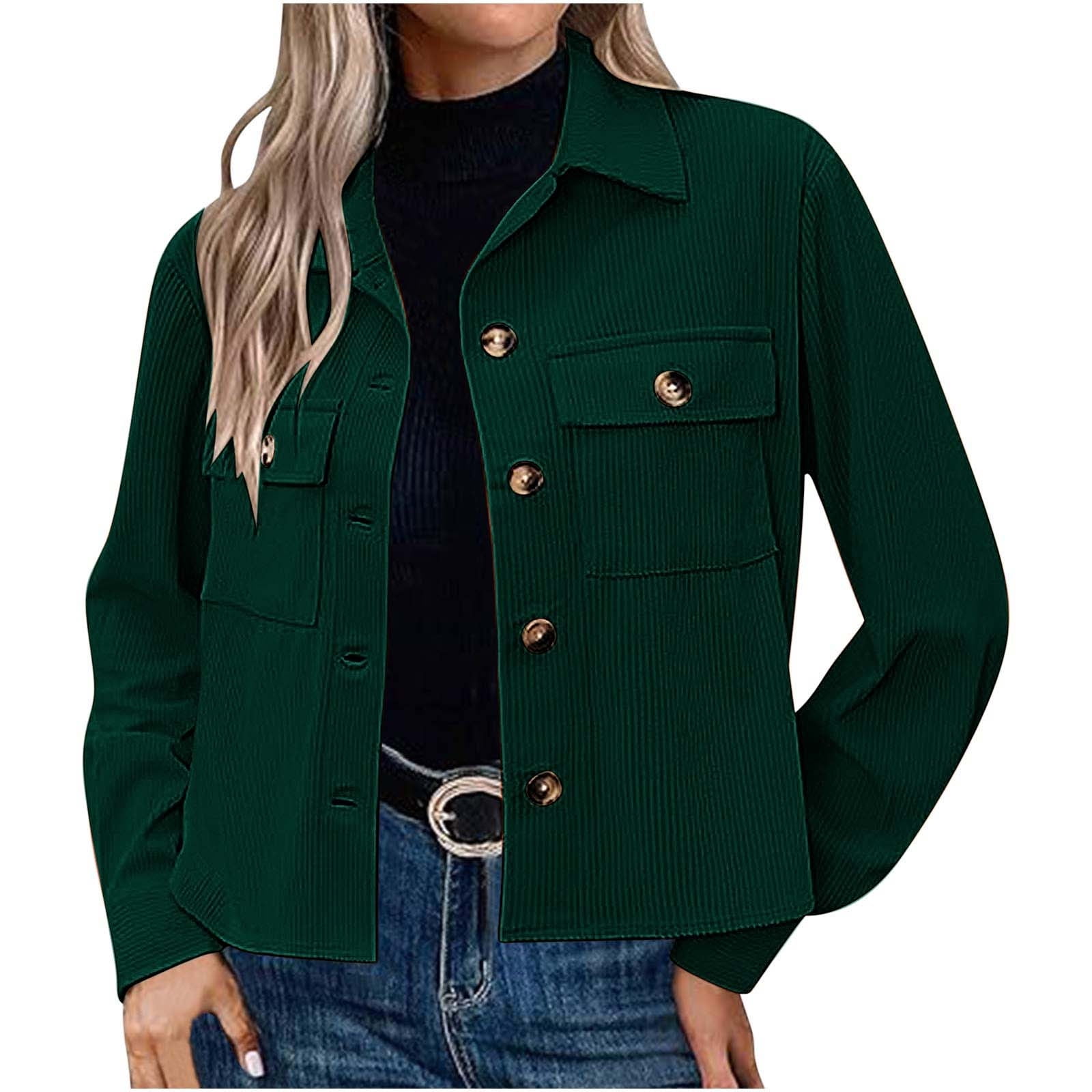 RYDCOT Fall Jackets for Women 2024 Fashion Cropped Shackets Corduroy ...