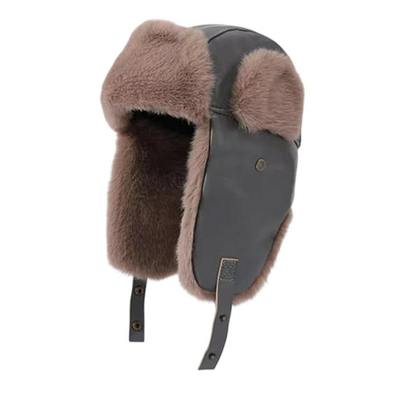 RYDCOT Faux Leather Aviator Shearling Ushanka Trapper Hat Russian ...